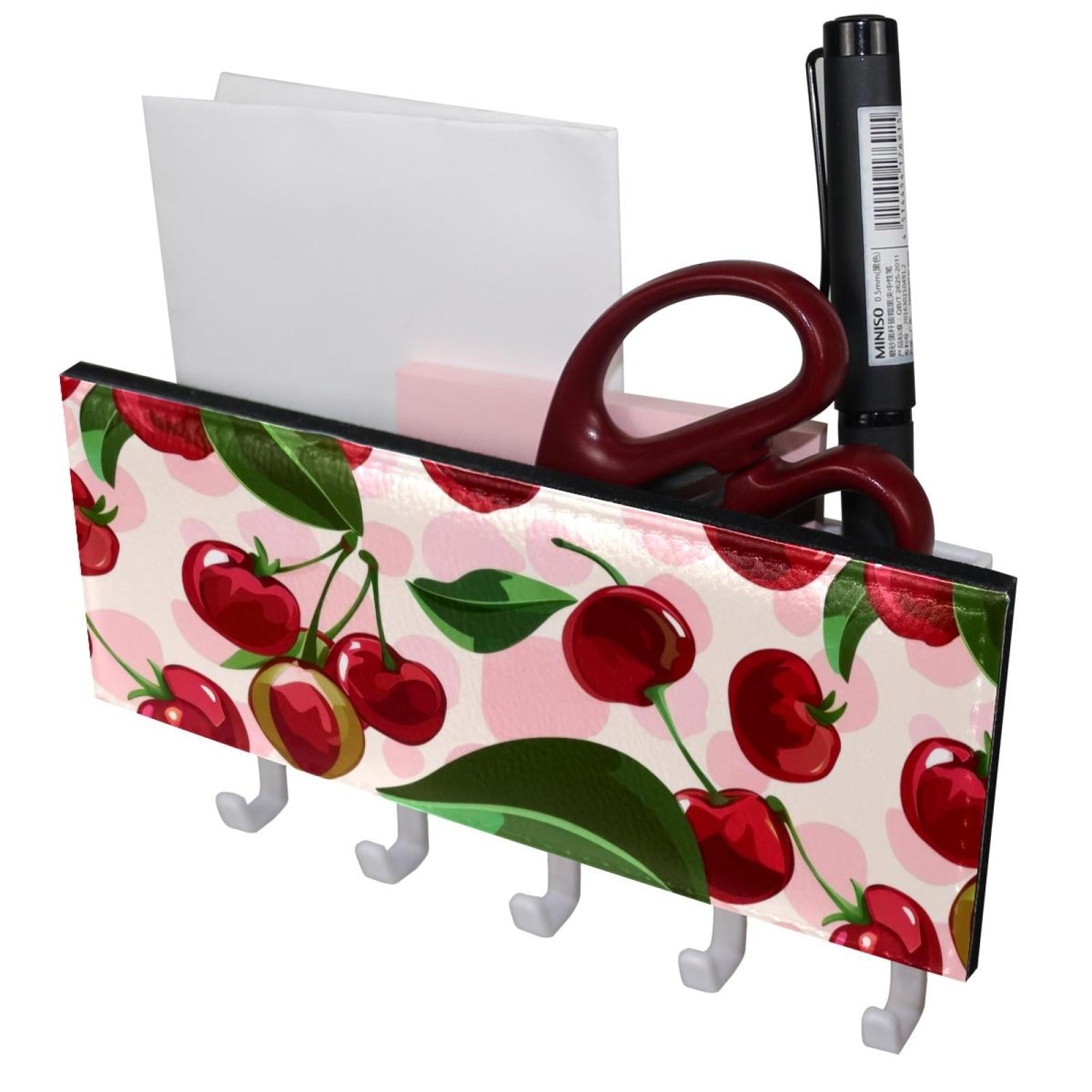 PhooArto Key Holder for Wall Decorative with 5 Key Hooks, Pink Fruit ...