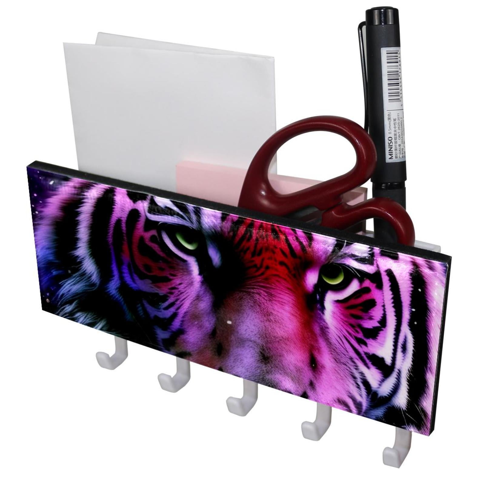 PhooArto Key Holder for Wall Decorative with 5 Key Hooks, Purple Galaxy ...