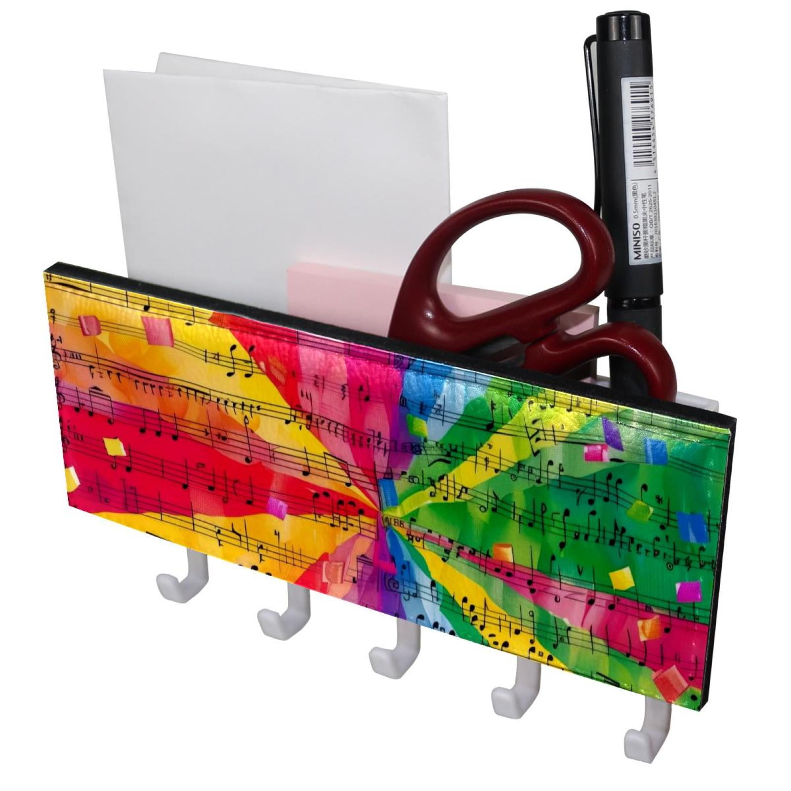 PhooArto Key Holder for Wall Decorative with 5 Key Hooks, Rainbow Music ...