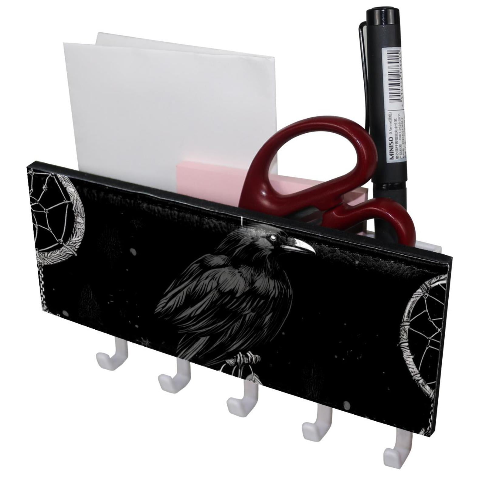 PhooArto Key Holder for Wall Decorative with 5 Key Hooks, Raven Dream ...