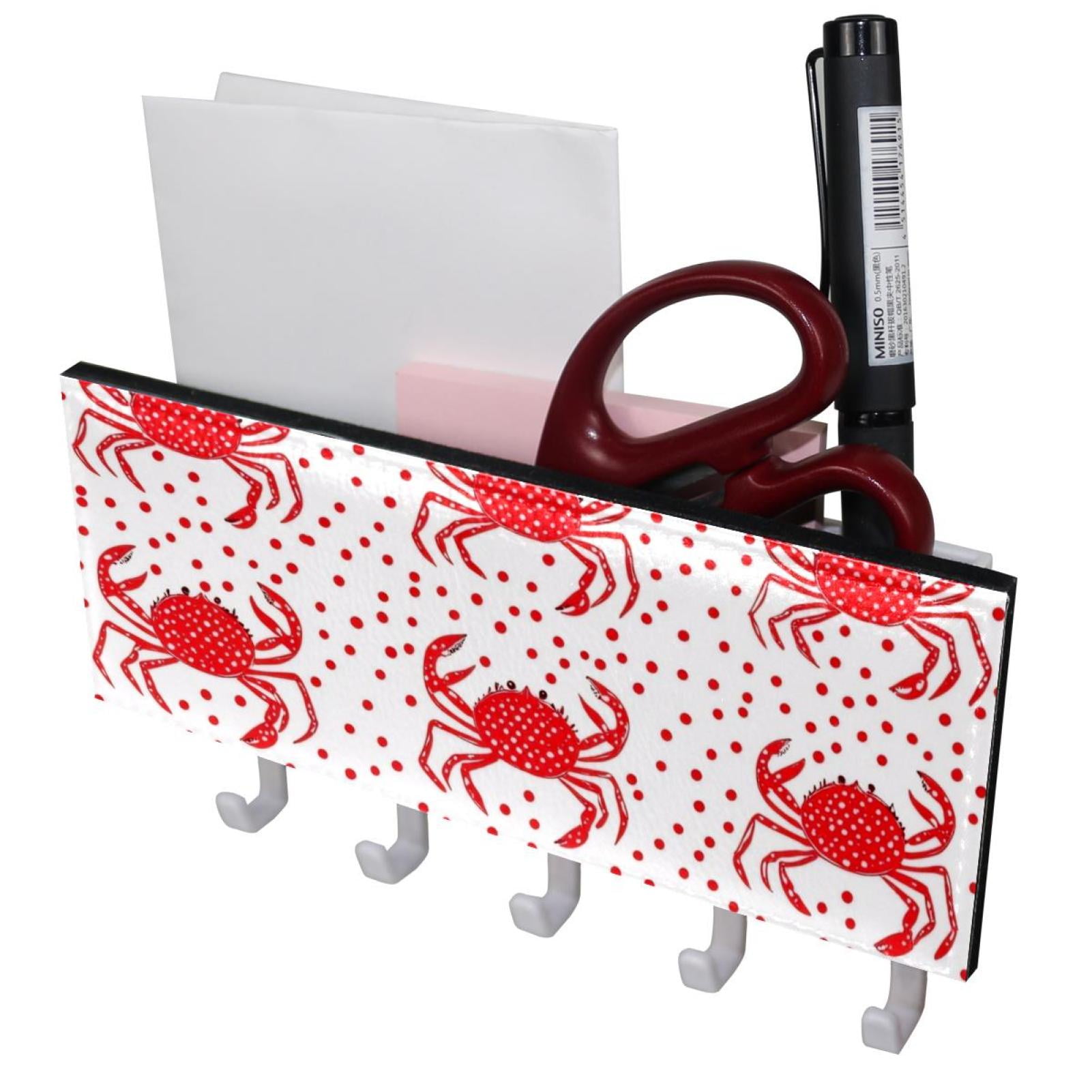 PhooArto Key Holder for Wall Decorative with 5 Key Hooks, Red Dot Red ...