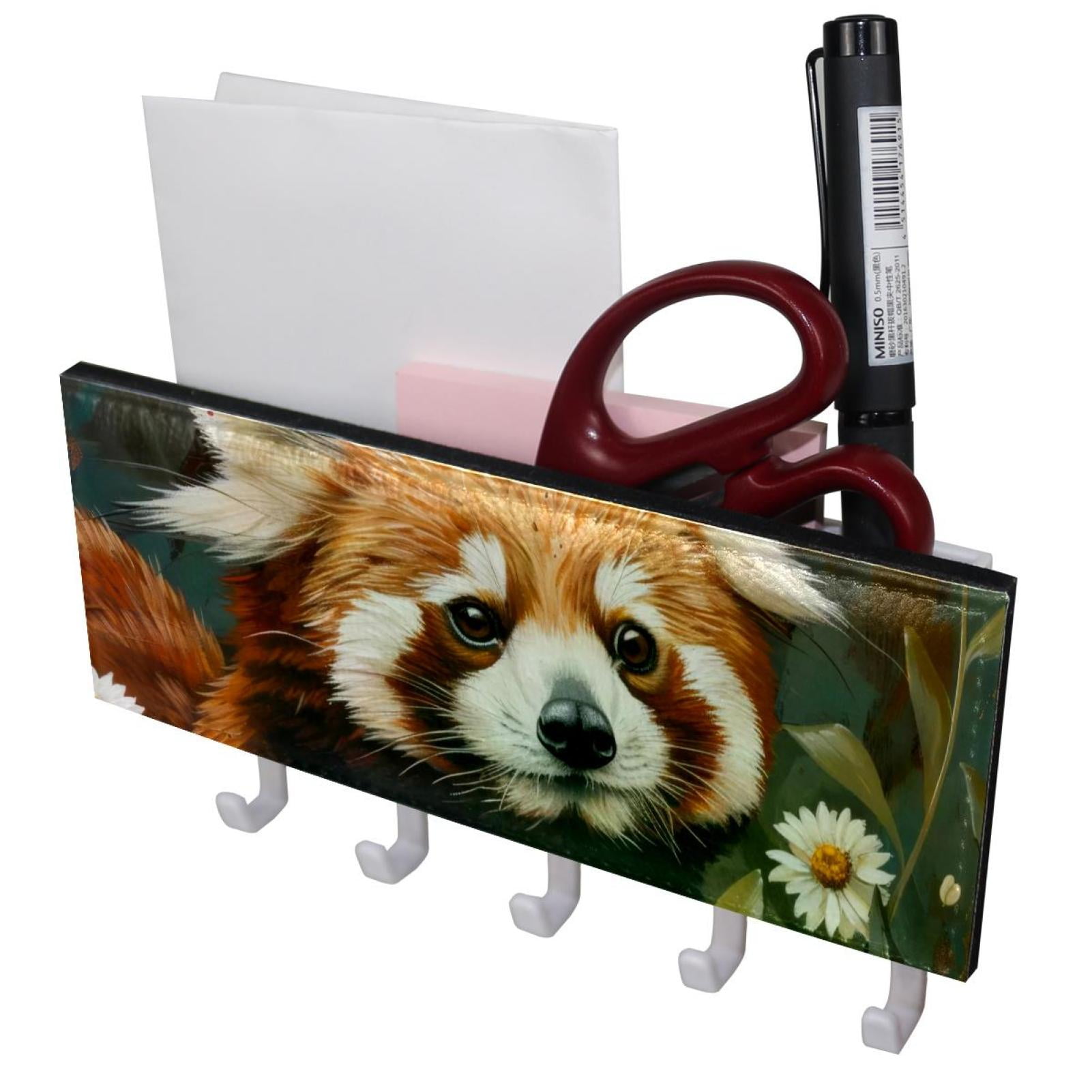 PhooArto Key Holder for Wall Decorative with 5 Key Hooks, Red Panda ...