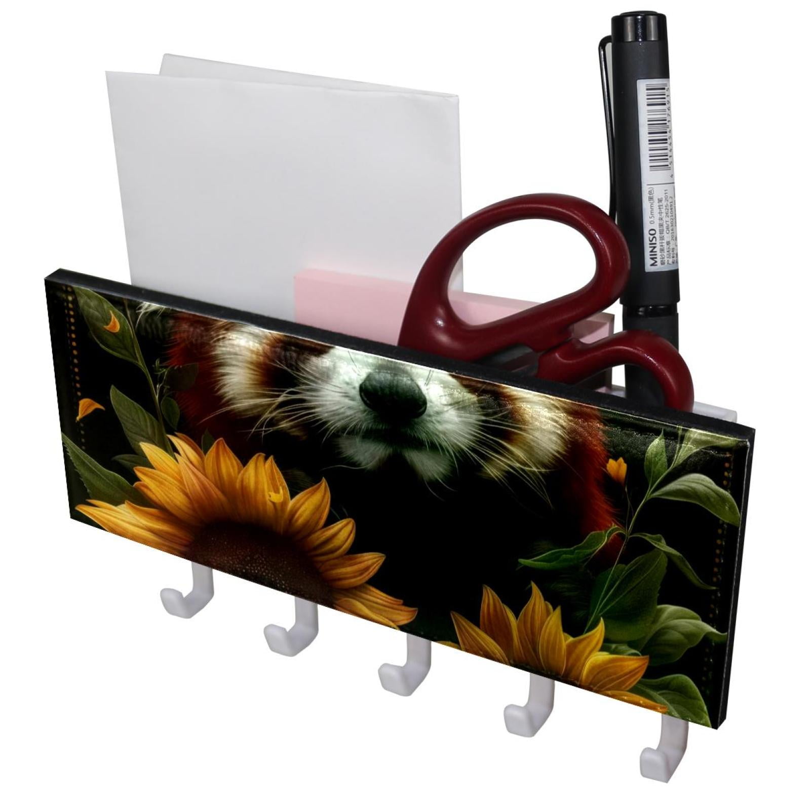 PhooArto Key Holder for Wall Decorative with 5 Key Hooks, Red Panda and ...