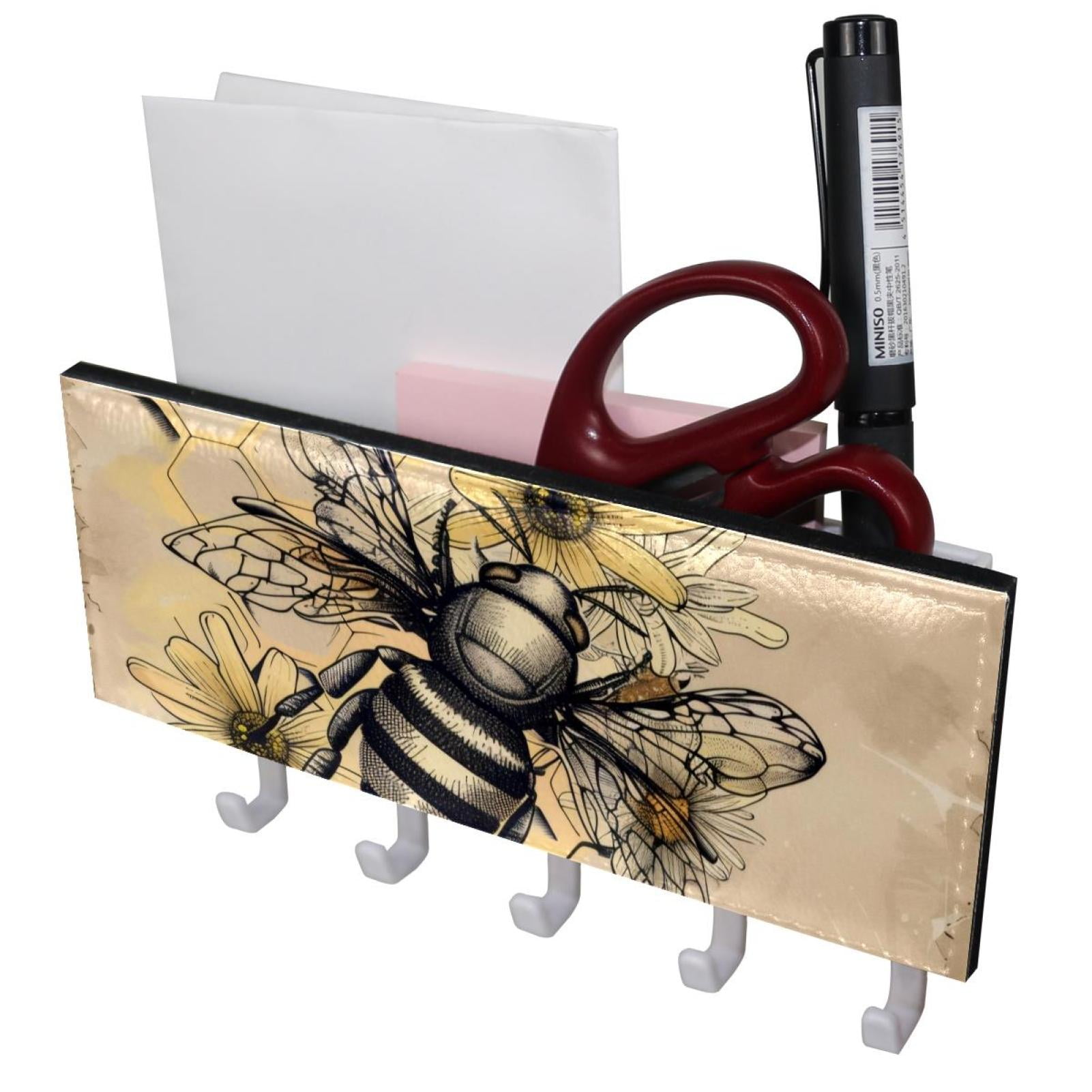 PhooArto Key Holder for Wall Decorative with 5 Key Hooks, Retro Honey ...