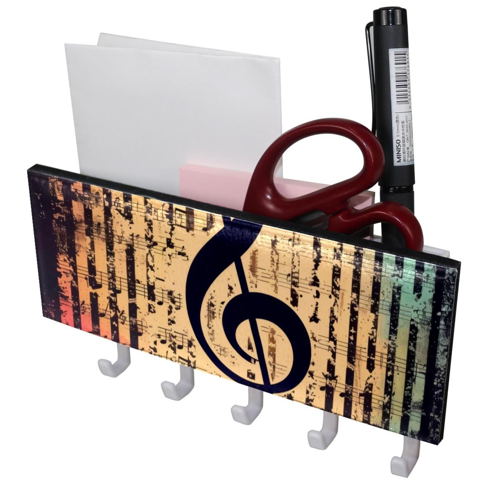 PhooArto Key Holder for Wall Decorative with 5 Key Hooks, Retro Music ...