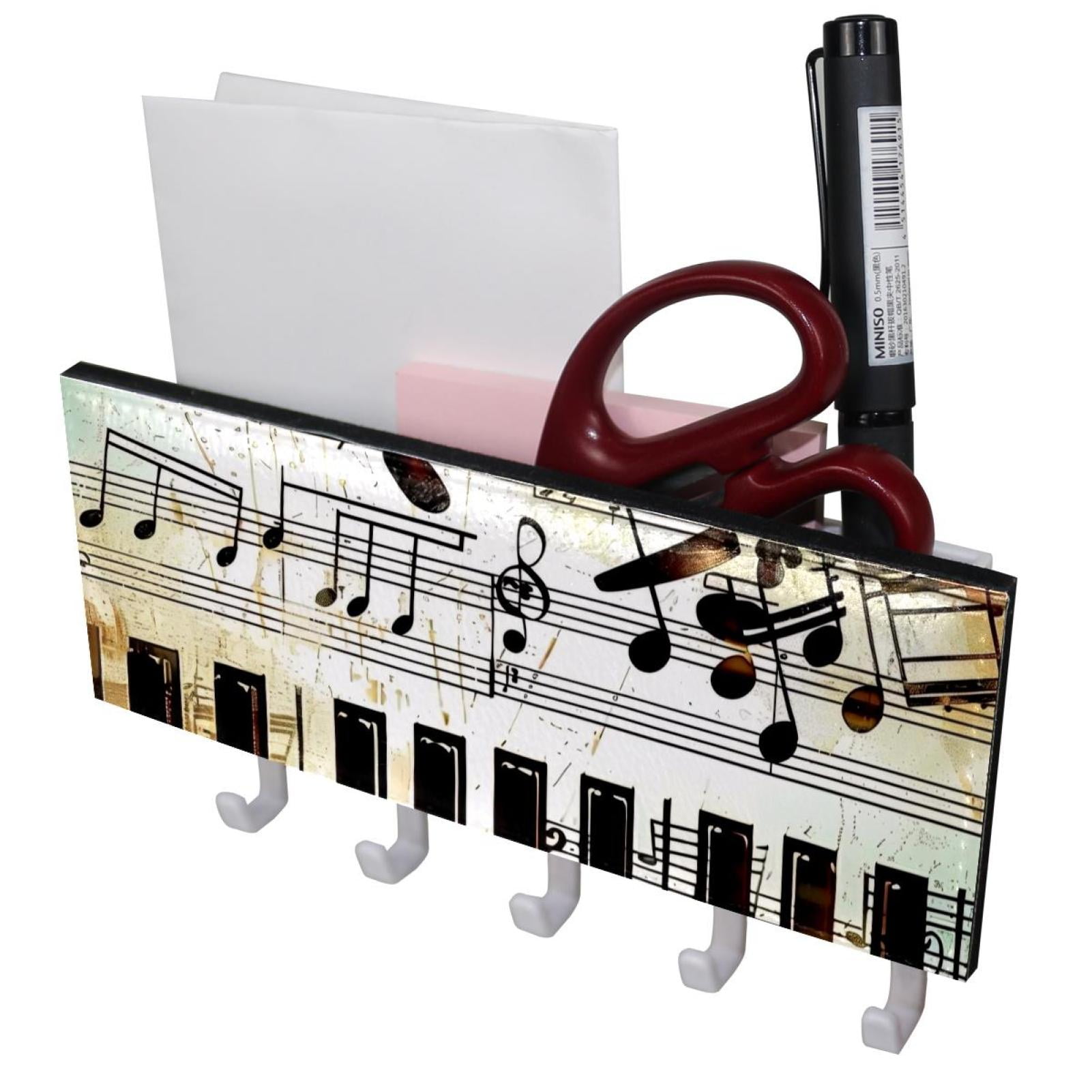 PhooArto Key Holder for Wall Decorative with 5 Key Hooks, Retro Music ...