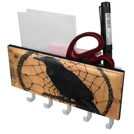 PhooArto Key Holder for Wall Decorative with 5 Key Hooks, Retro Raven ...