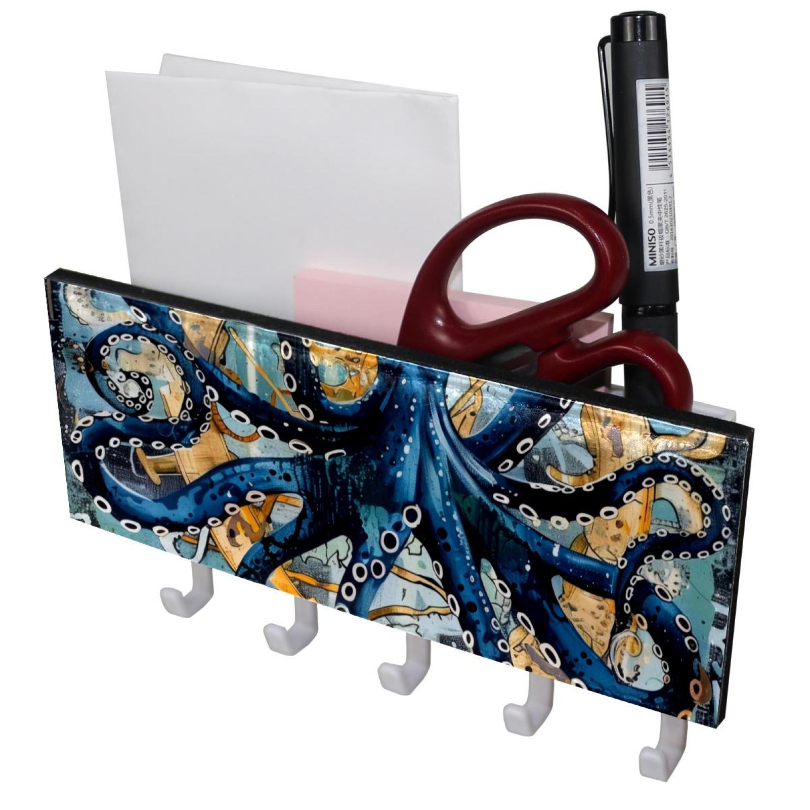 PhooArto Key Holder for Wall Decorative with 5 Key Hooks, Sea Octopus ...
