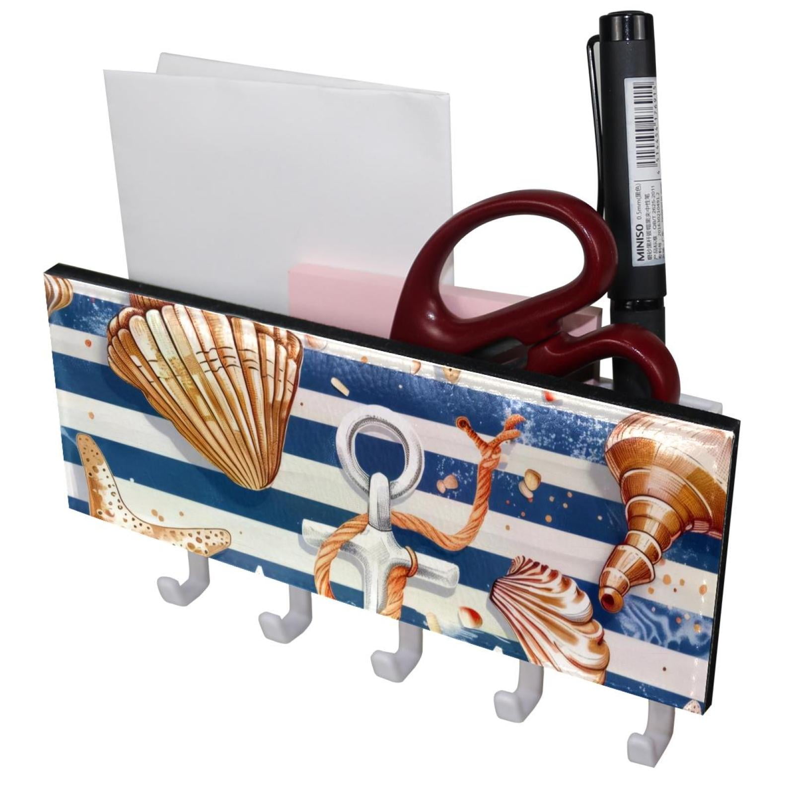 PhooArto Key Holder for Wall Decorative with 5 Key Hooks, Sea Shells ...