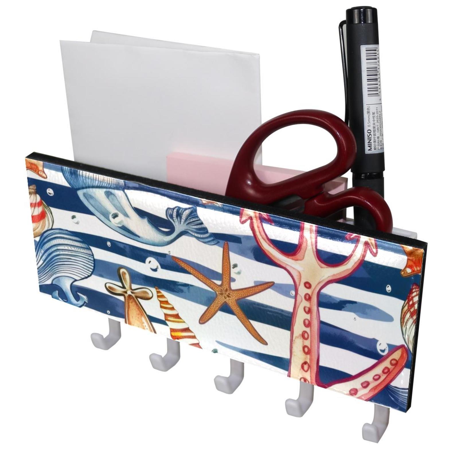 PhooArto Key Holder for Wall Decorative with 5 Key Hooks, Sea Starfish ...