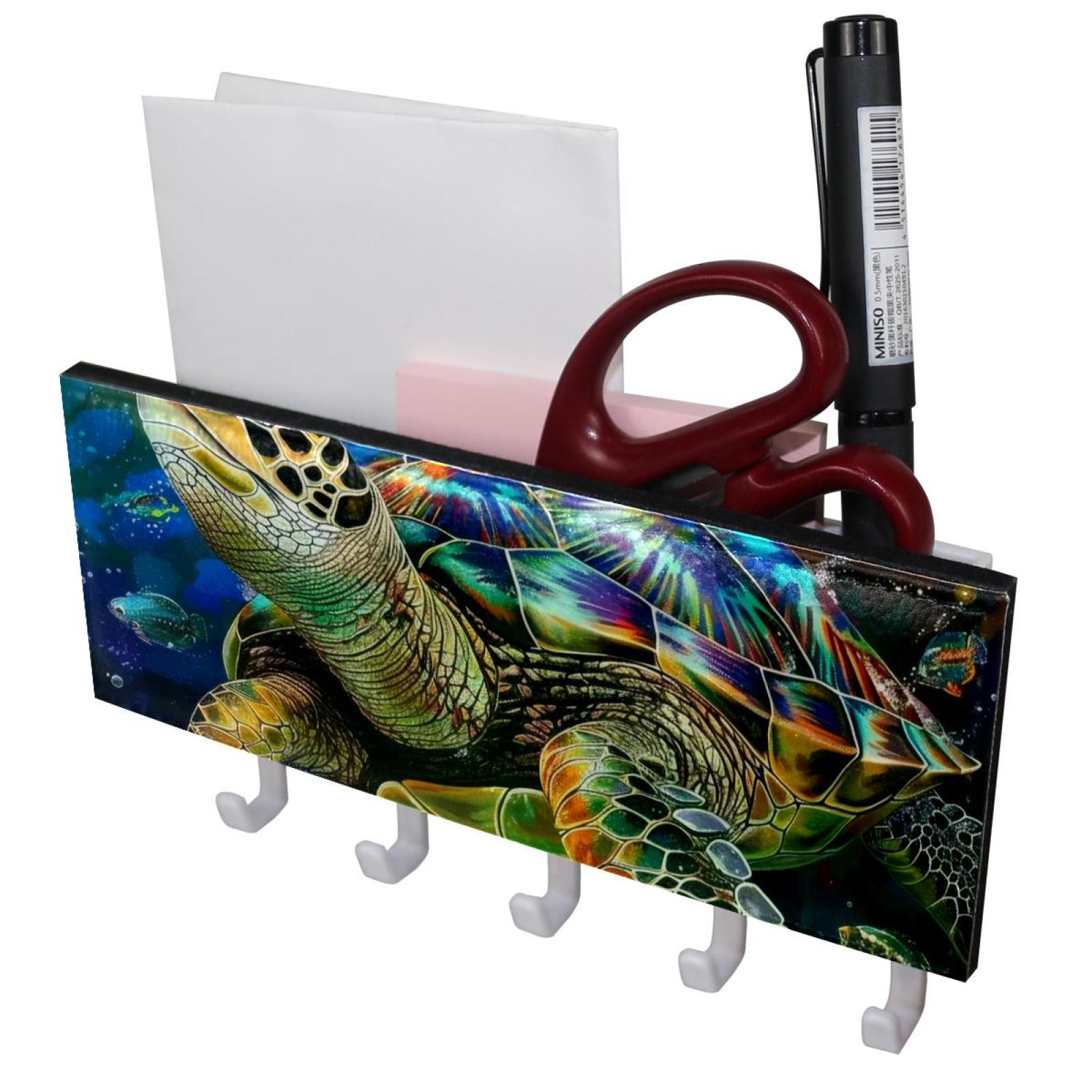 PhooArto Key Holder for Wall Decorative with 5 Key Hooks, Sea Turtle ...