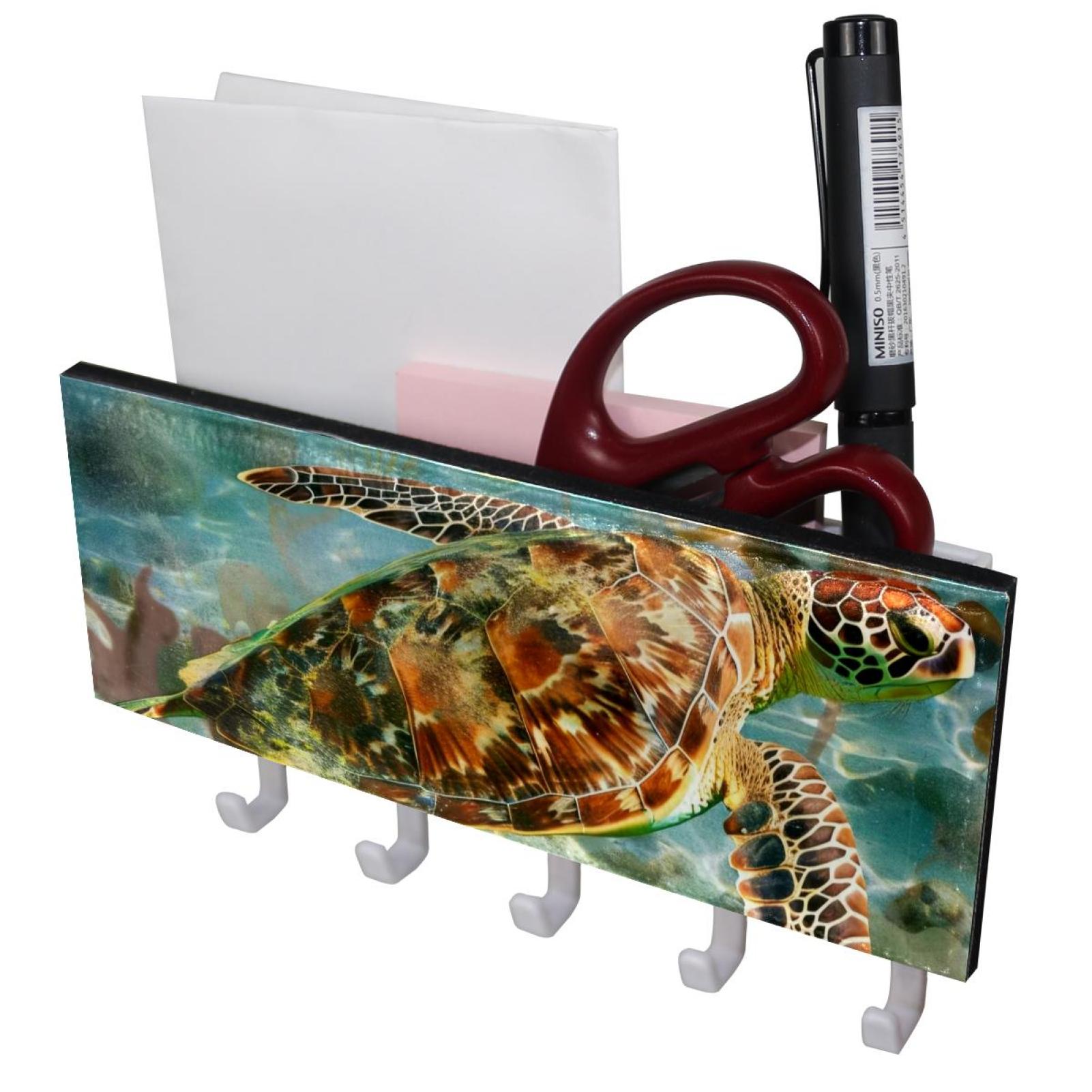 PhooArto Key Holder for Wall Decorative with 5 Key Hooks, Sea Turtle ...