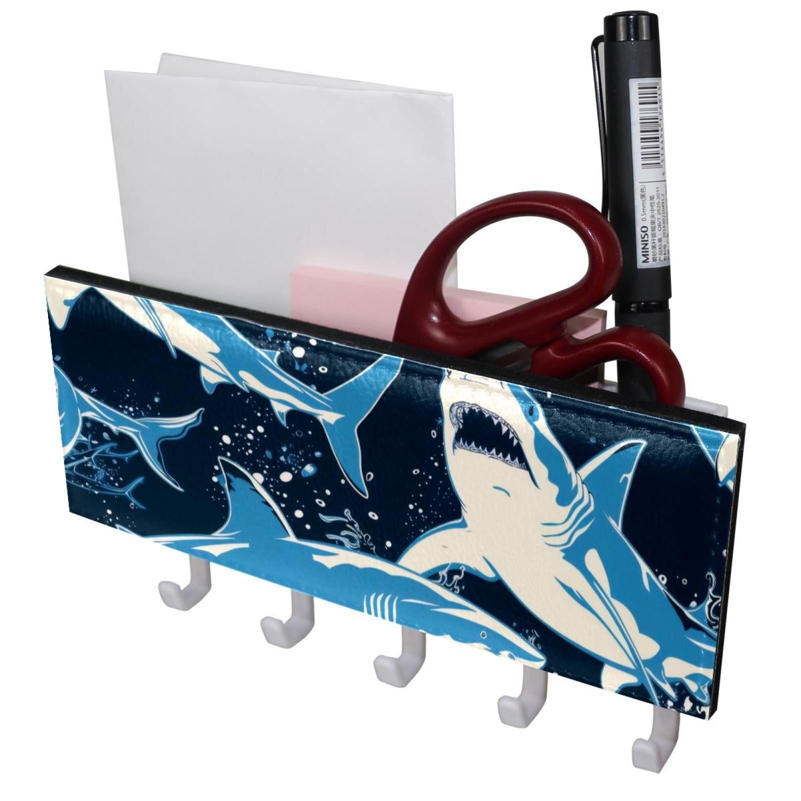 PhooArto Key Holder for Wall Decorative with 5 Key Hooks, Sharks Splash ...