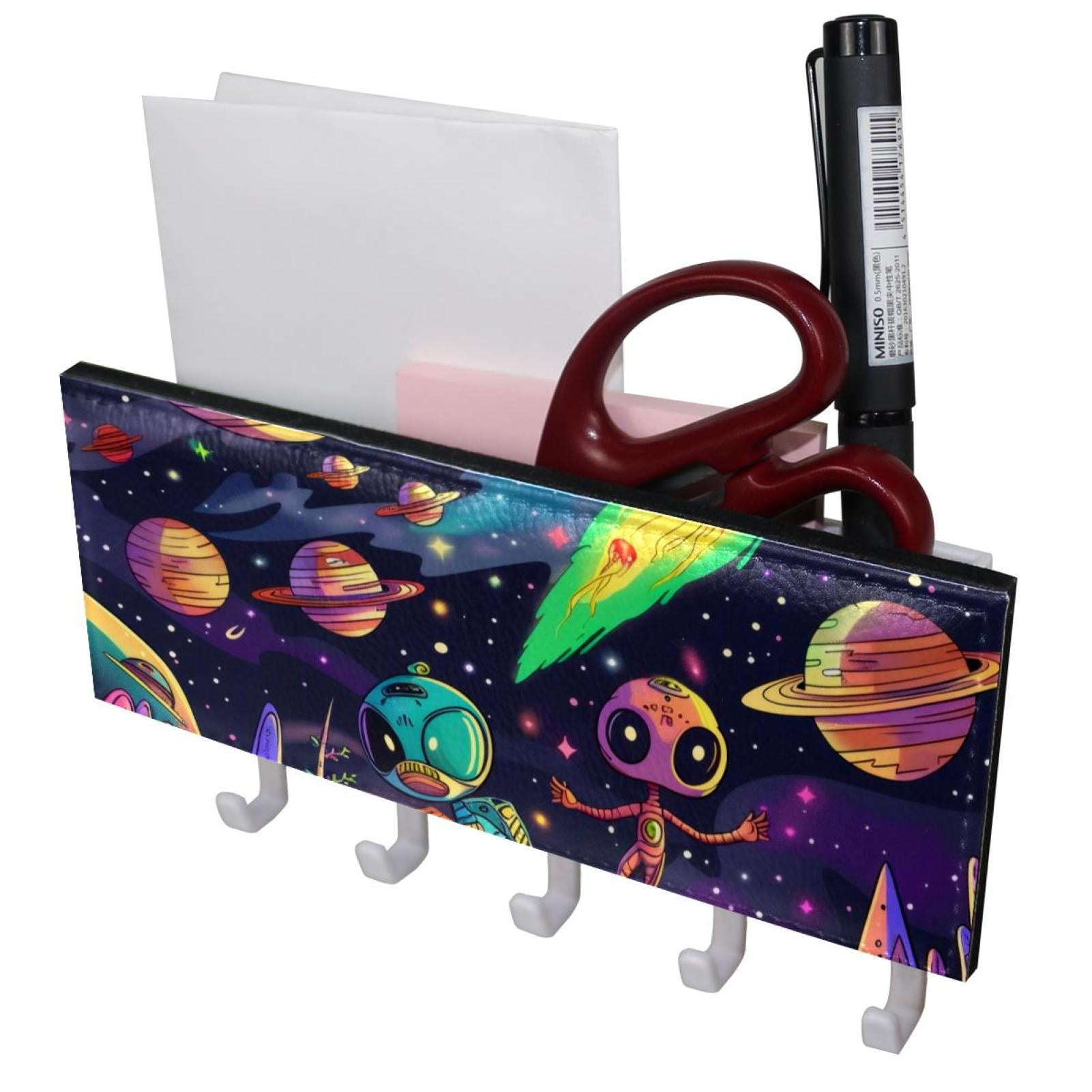 PhooArto Key Holder for Wall Decorative with 5 Key Hooks, Space Galaxy ...