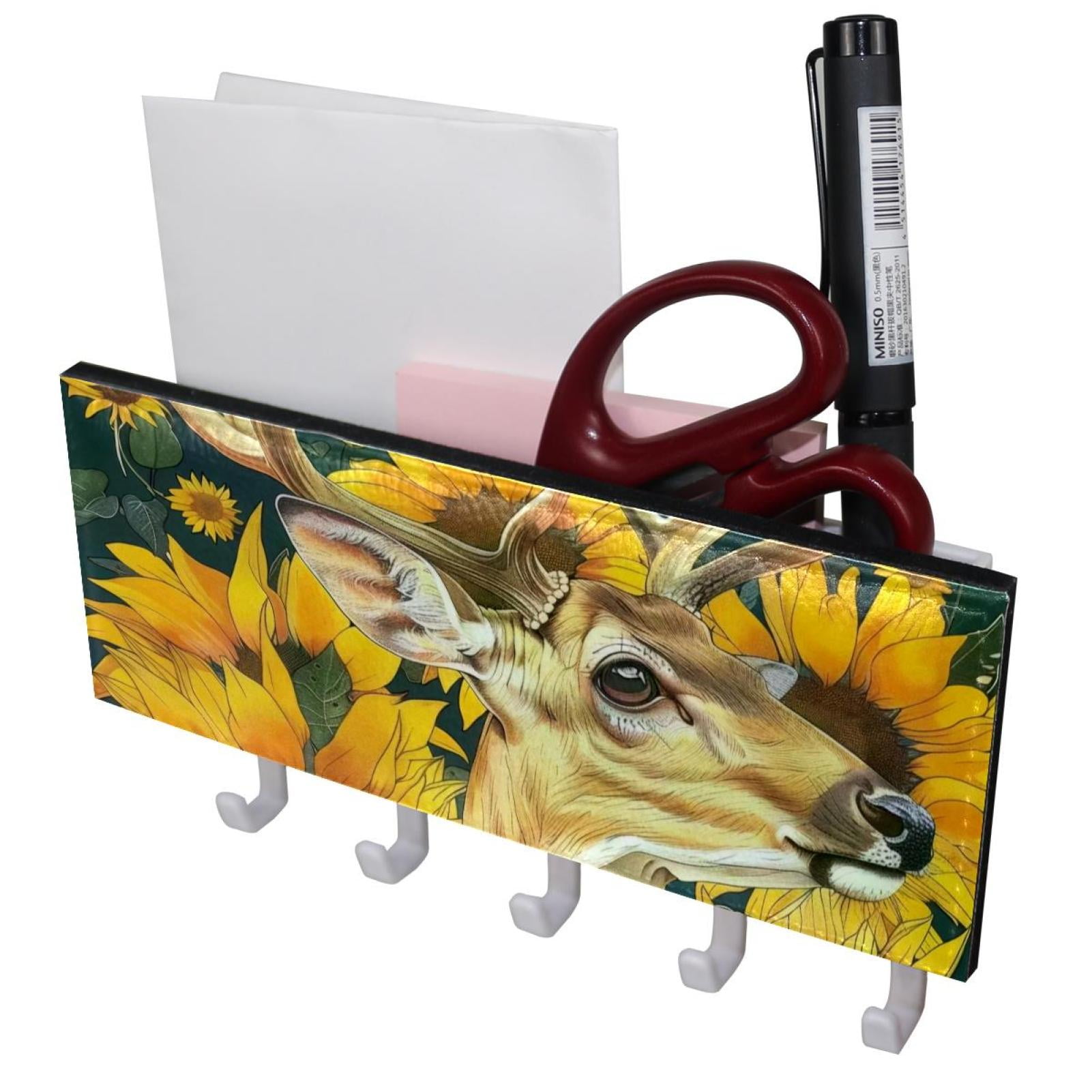 PhooArto Key Holder for Wall Decorative with 5 Key Hooks, Sunflowers ...