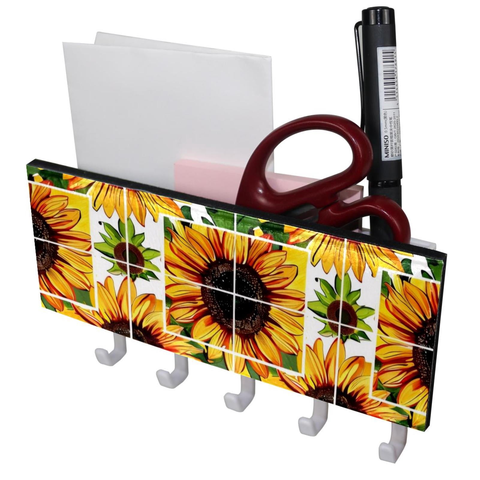 PhooArto Key Holder for Wall Decorative with 5 Key Hooks, Sunflowers ...