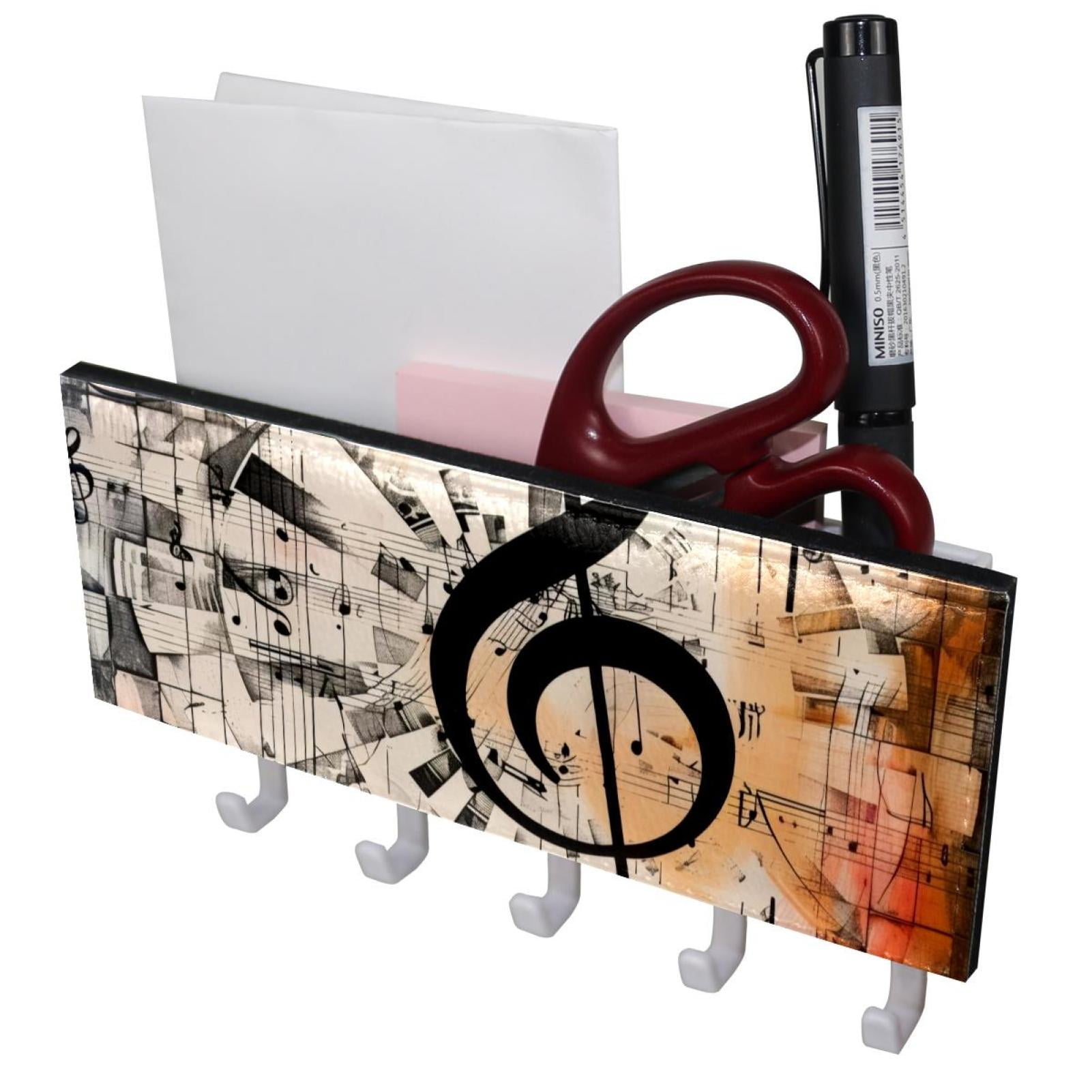 PhooArto Key Holder for Wall Decorative with 5 Key Hooks, Swirl Musical ...