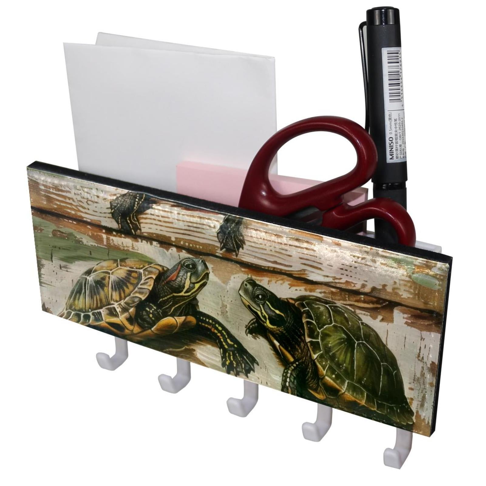 PhooArto Key Holder for Wall Decorative with 5 Key Hooks, Turtles on ...