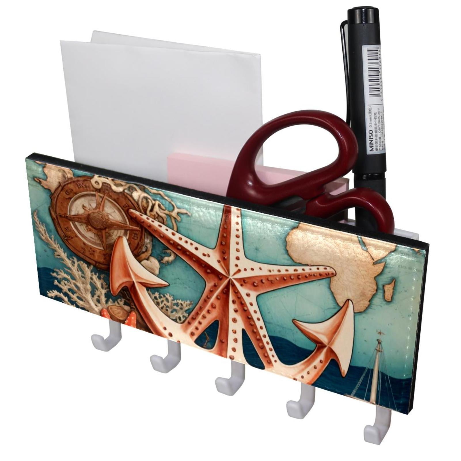 PhooArto Key Holder for Wall Decorative with 5 Key Hooks, Vintage Map ...