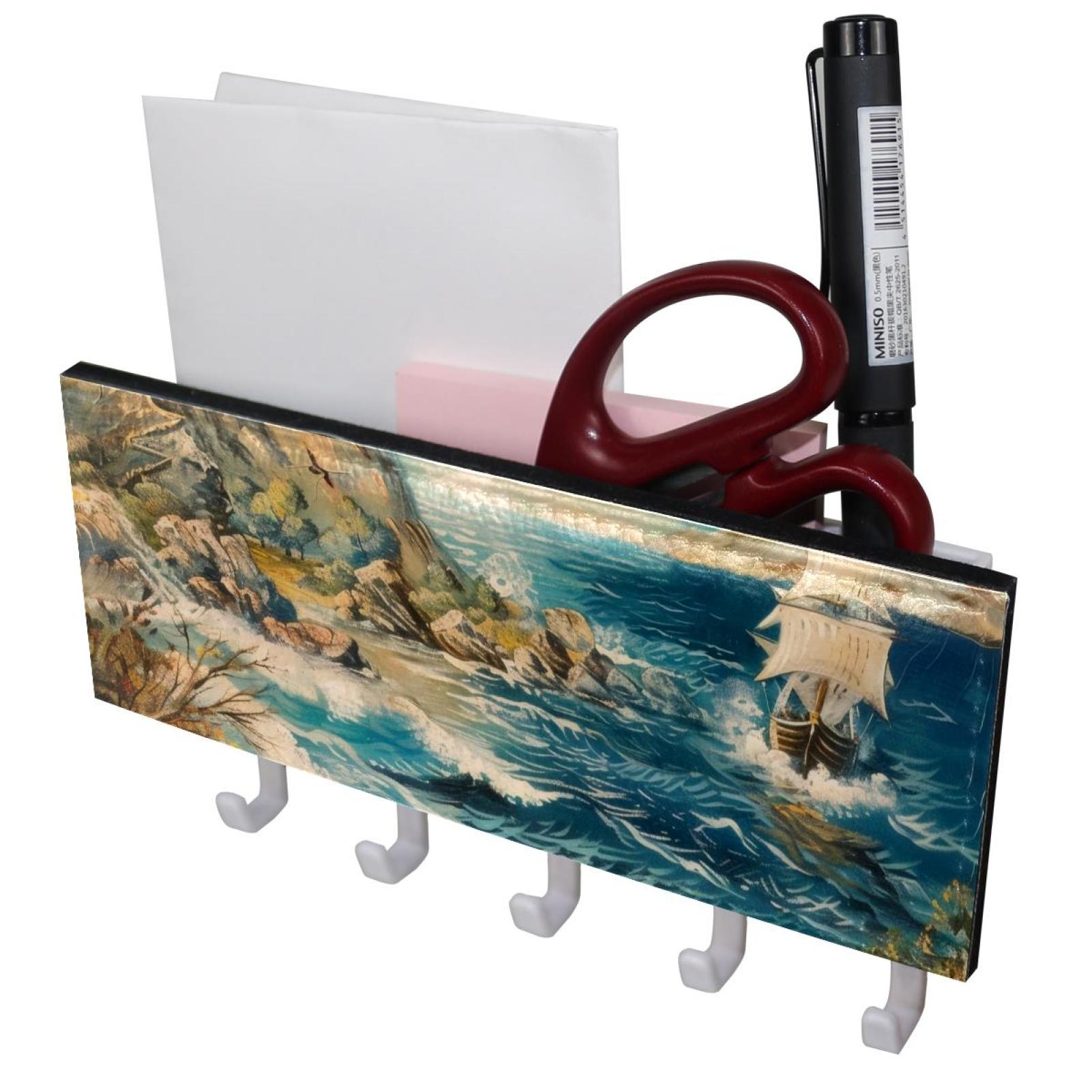 PhooArto Key Holder for Wall Decorative with 5 Key Hooks, Vintage Sea ...