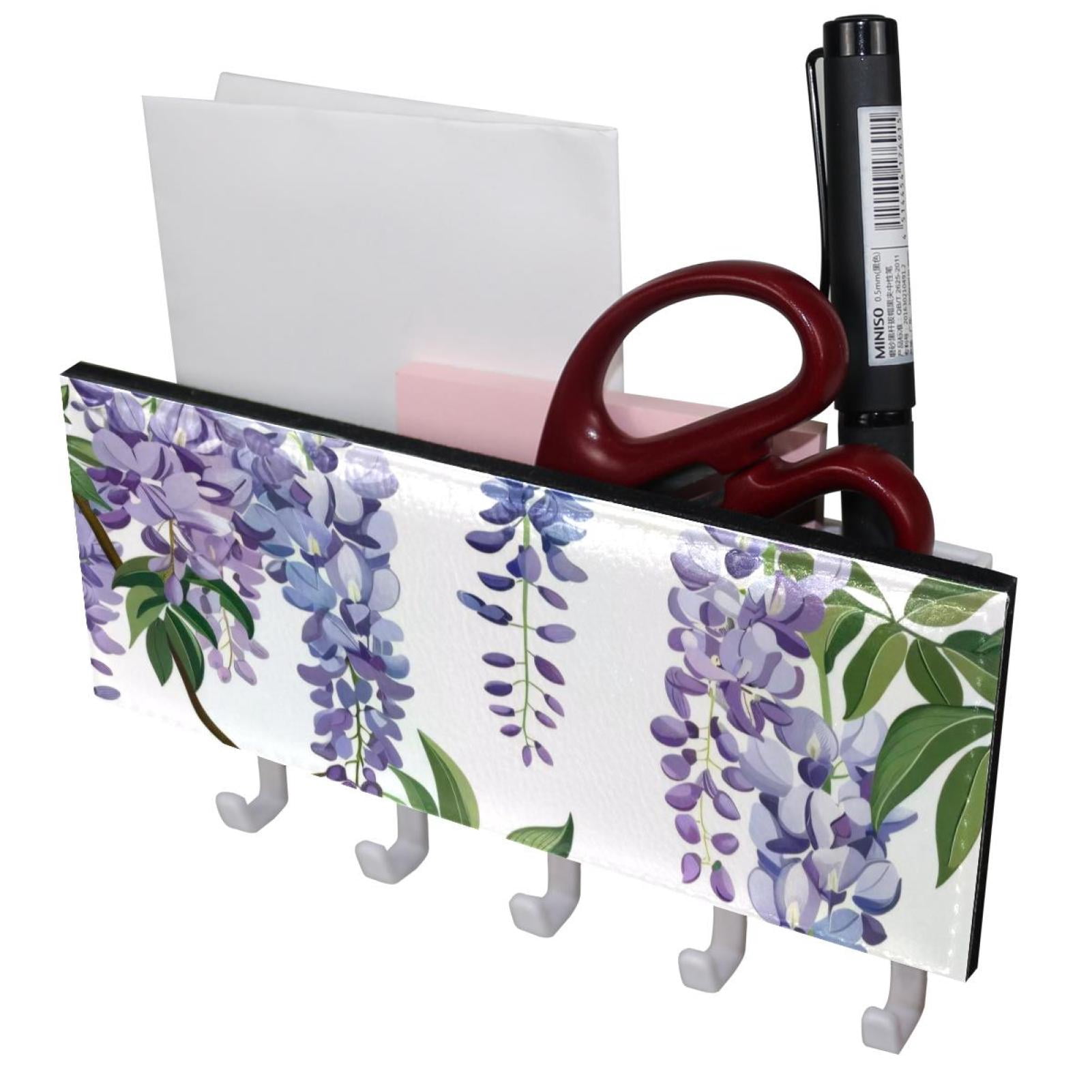 PhooArto Key Holder for Wall Decorative with 5 Key Hooks, Wisteria ...