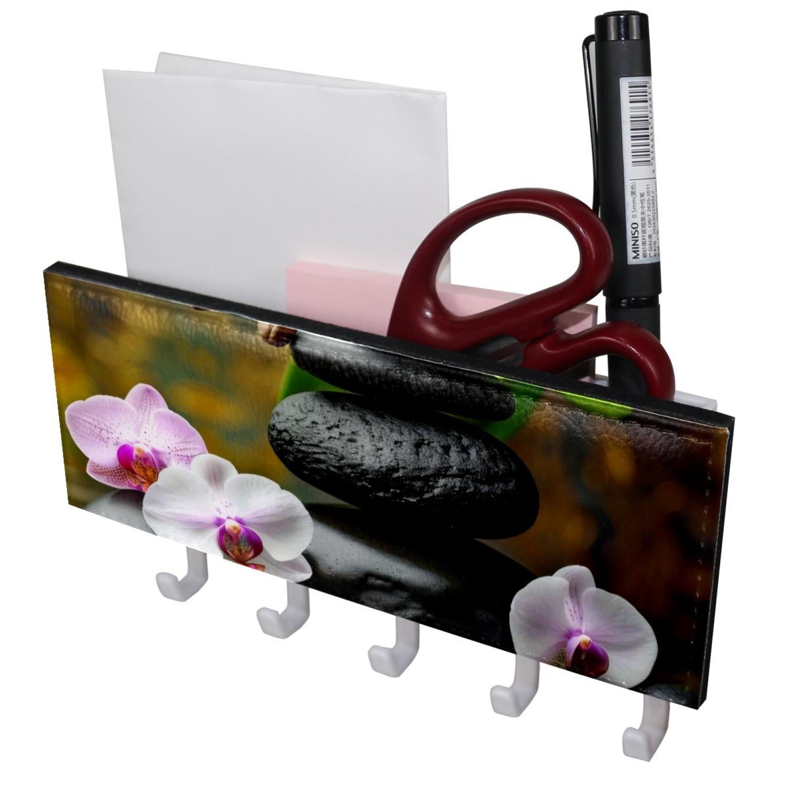 PhooArto Key Holder for Wall Decorative with 5 Key Hooks, Zen Basalt ...