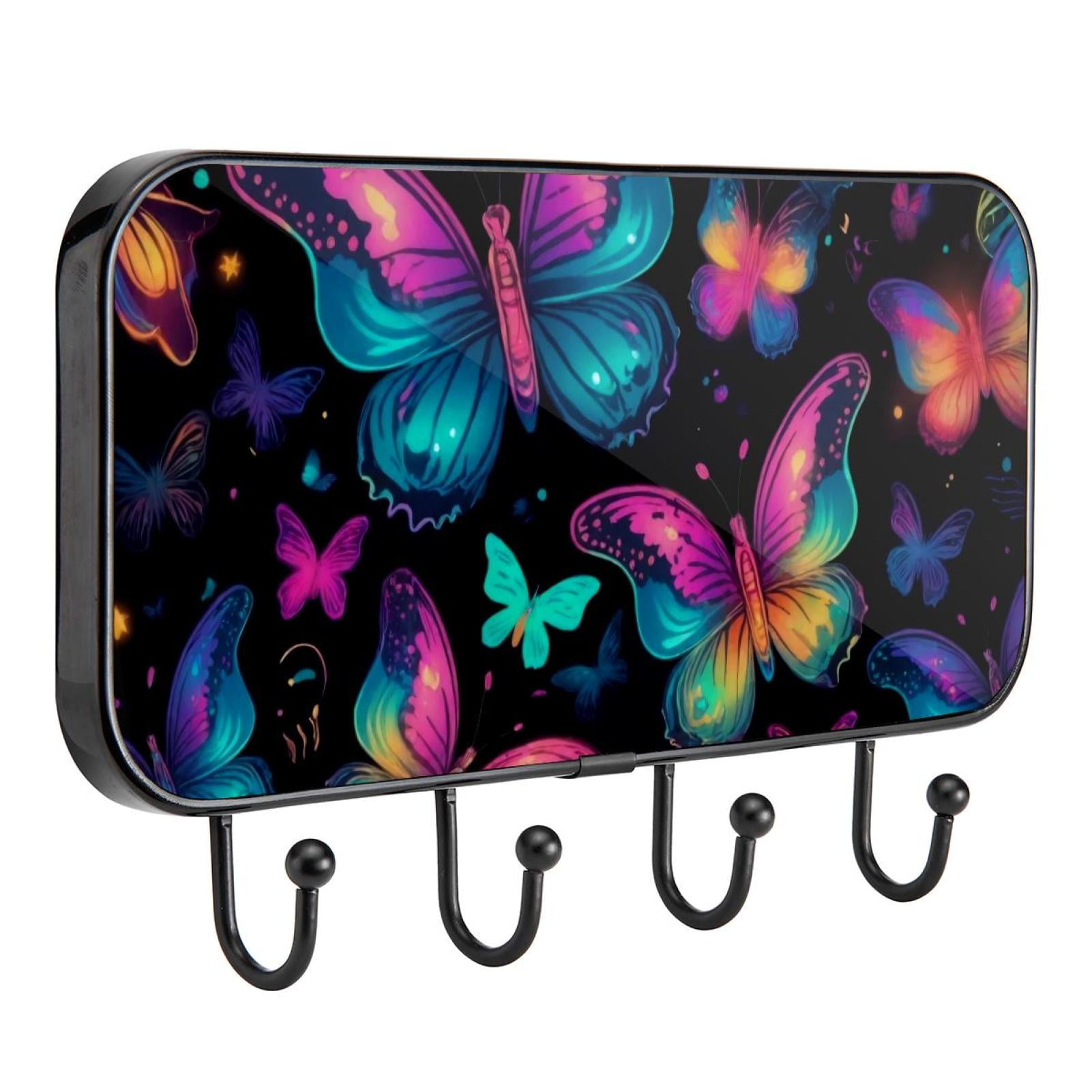 PhooArto Key Hooks Cute Neon Flying Butterflies Key Holder for Wall ...