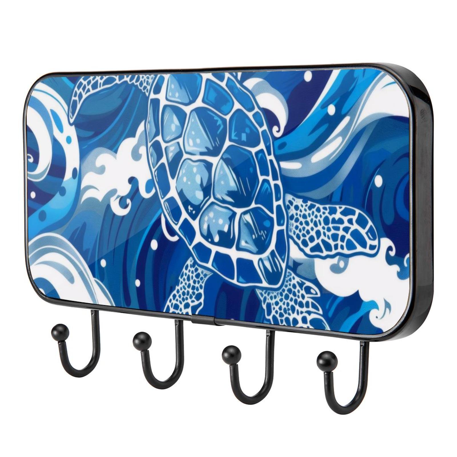 PhooArto Key Hooks Cute Sea Turtle Blue Wave Pattern Key Holder for ...