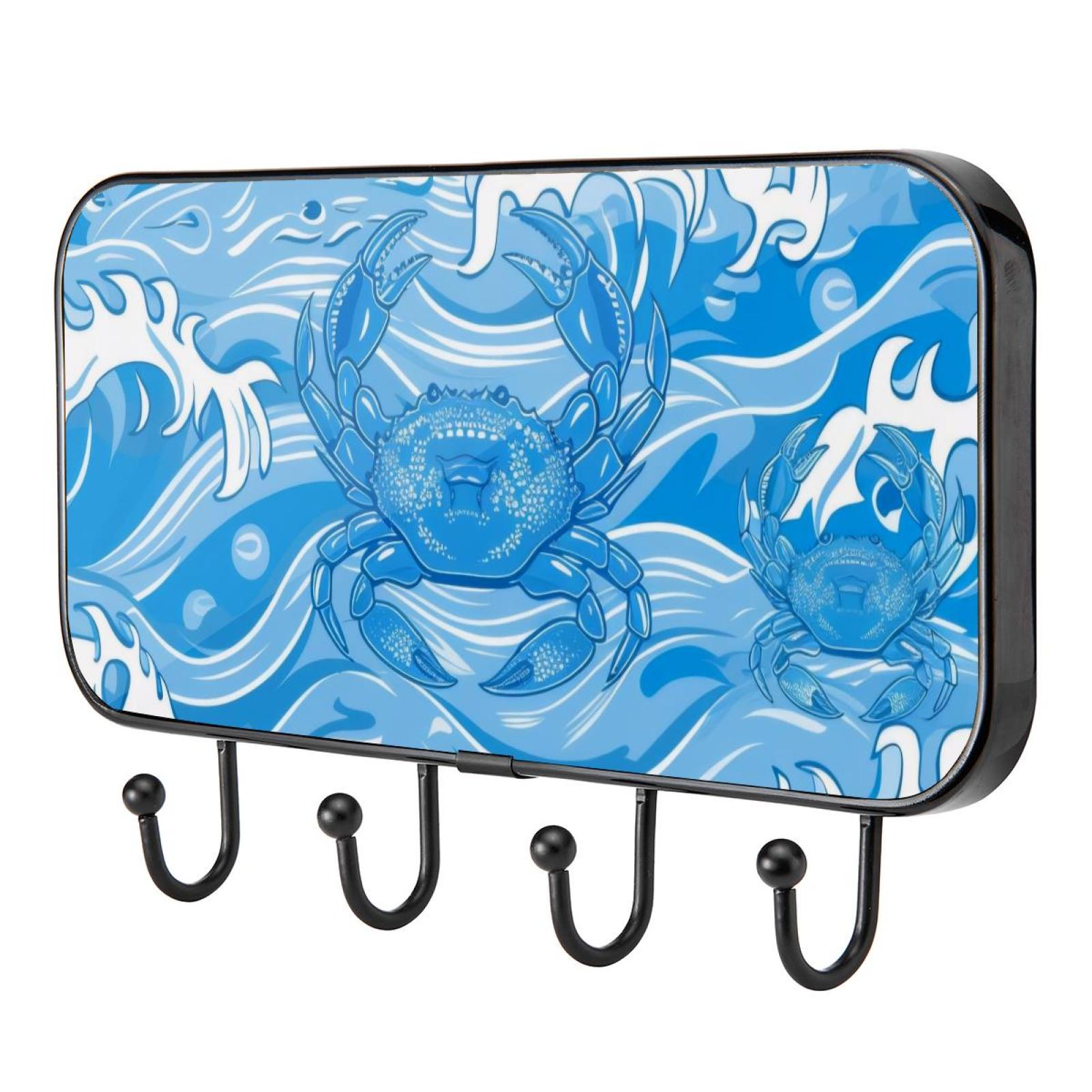 PhooArto Key Hooks Sea Carb Blue Wave Pattern Key Holder for Wall ...