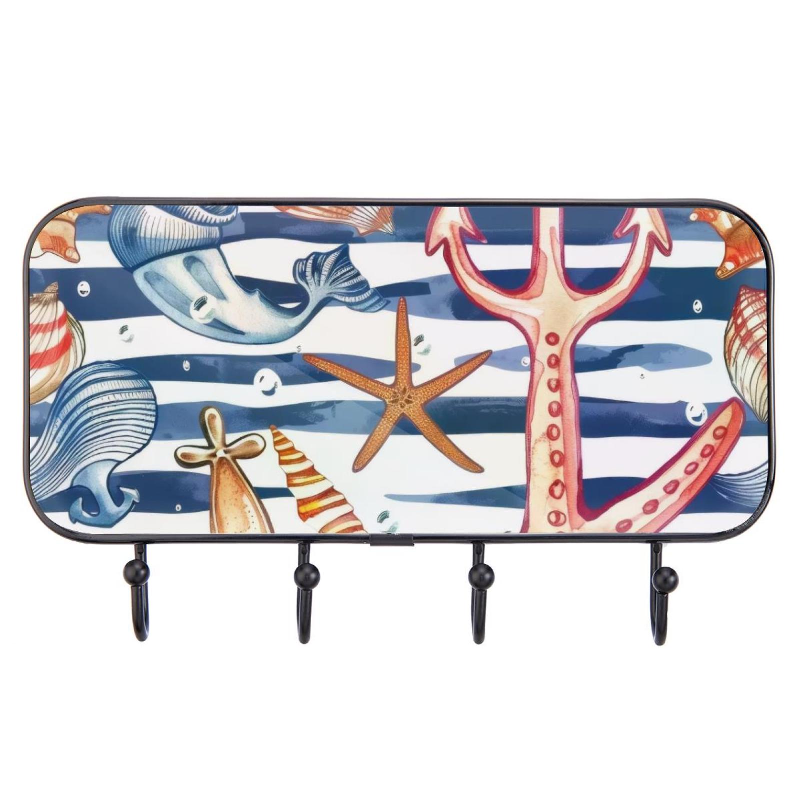 PhooArto Key Hooks Sea Starfish Anchor Key Holder for Wall Decorative ...