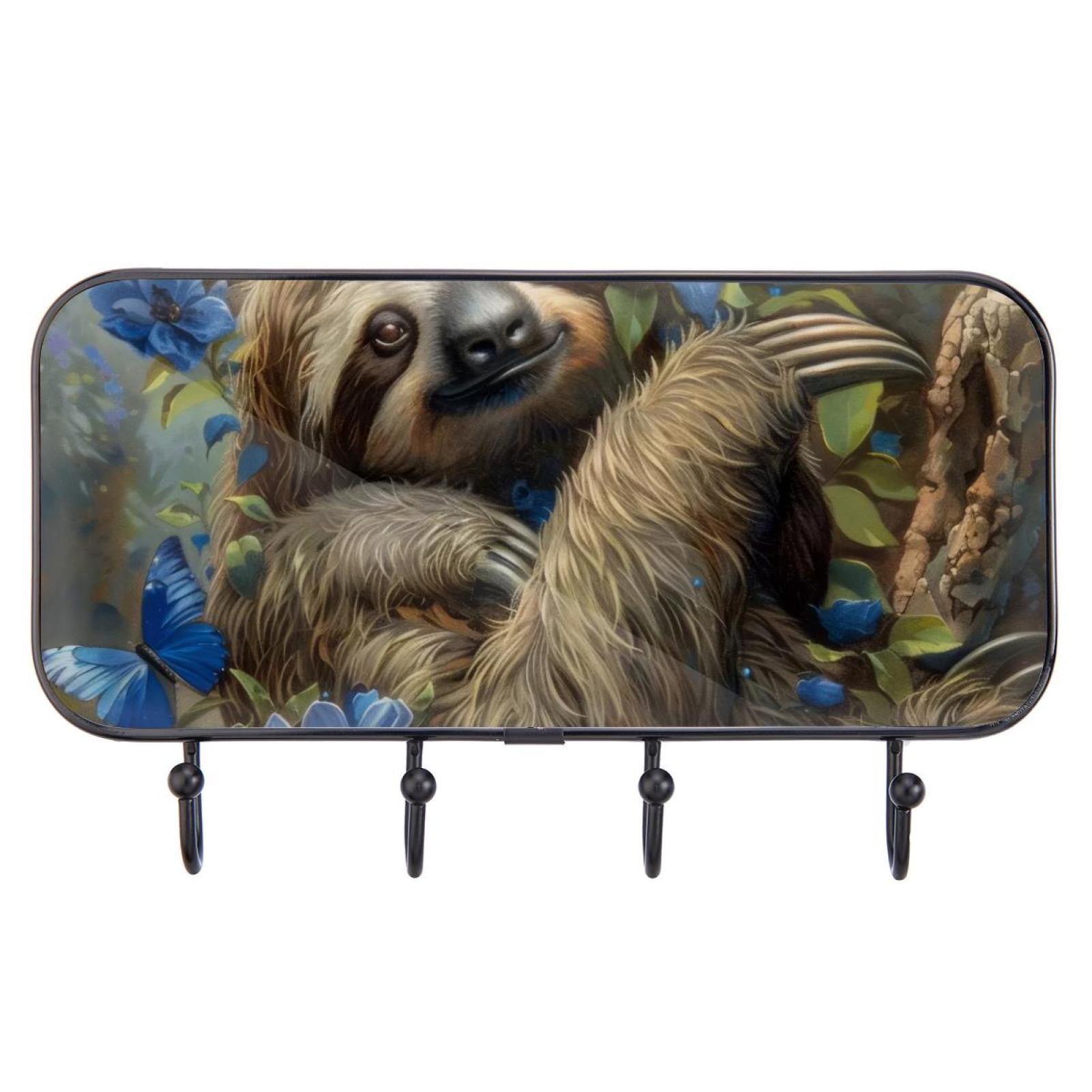 PhooArto Key Hooks Sloth and Blue Butterflies Key Holder for Wall ...