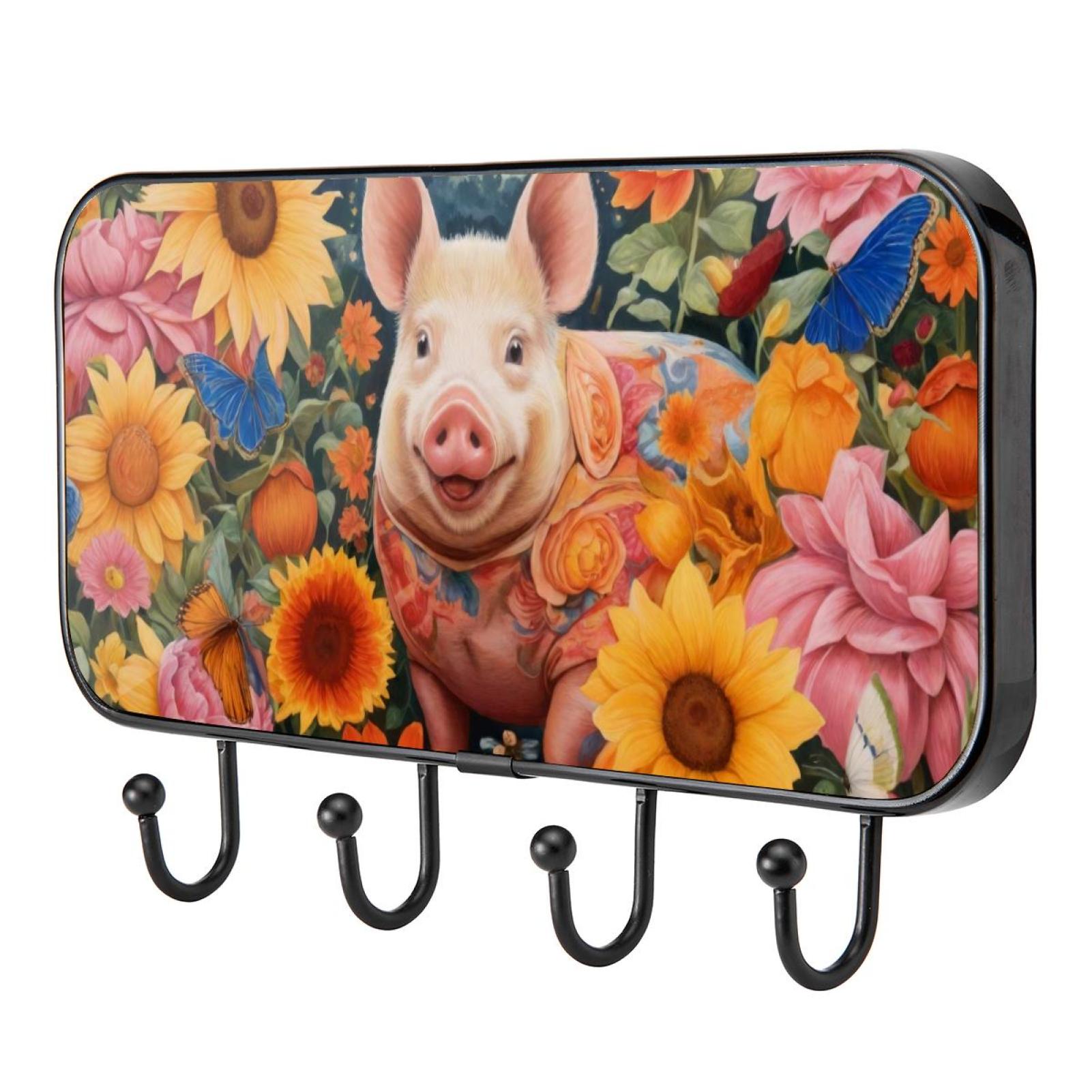 PhooArto Key Hooks Spring Sunflowers Pig Butterflies Key Holder for ...