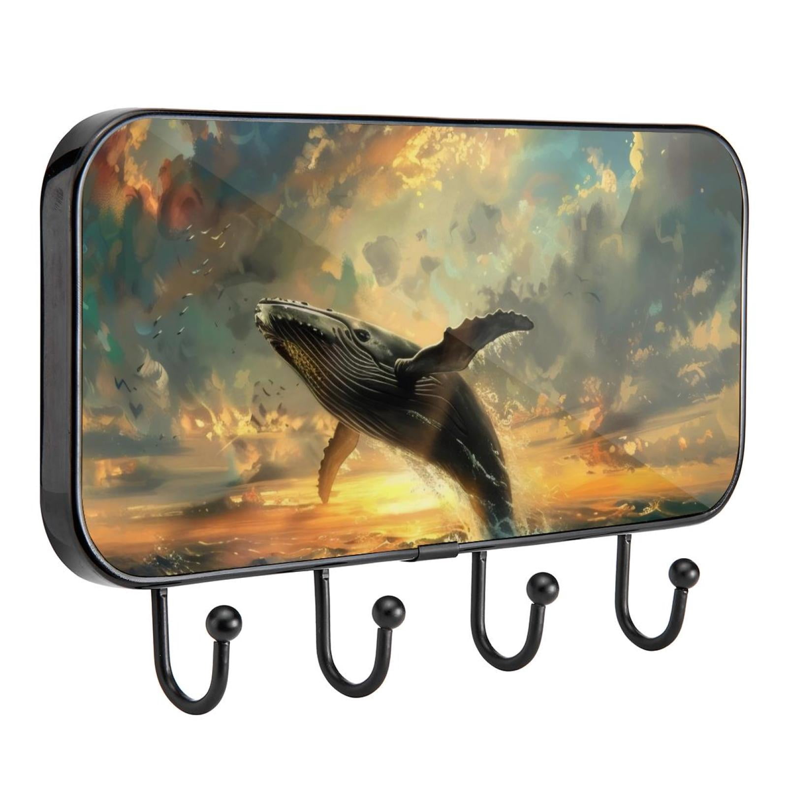 PhooArto Key Hooks Sunset Whale Sea Pattern Key Holder for Wall ...