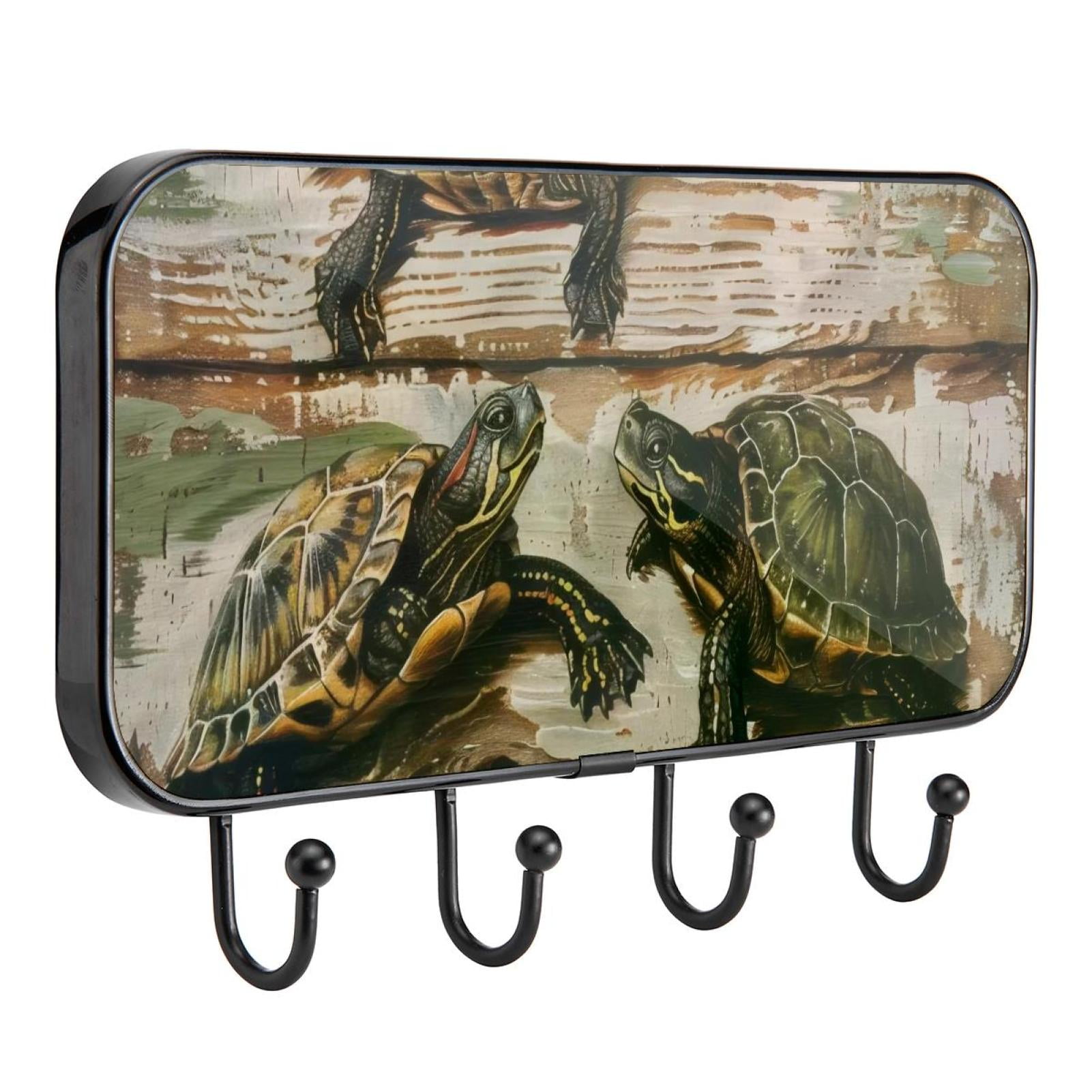 PhooArto Key Hooks Turtles on Wood Key Holder for Wall Decorative with ...