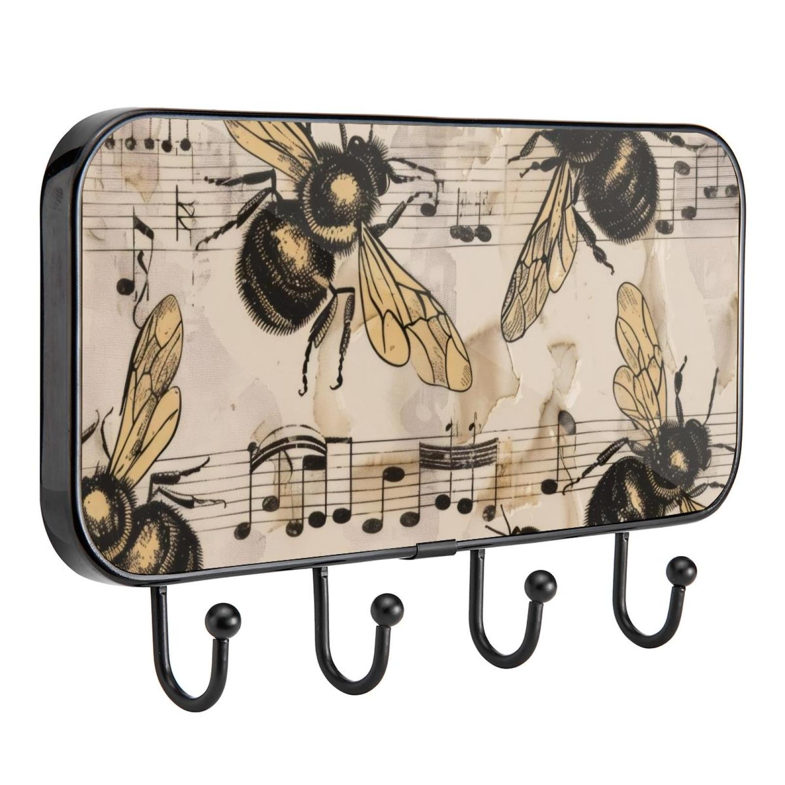 PhooArto Key Hooks Vintage Bees Music Notes Patterns Key Holder for ...