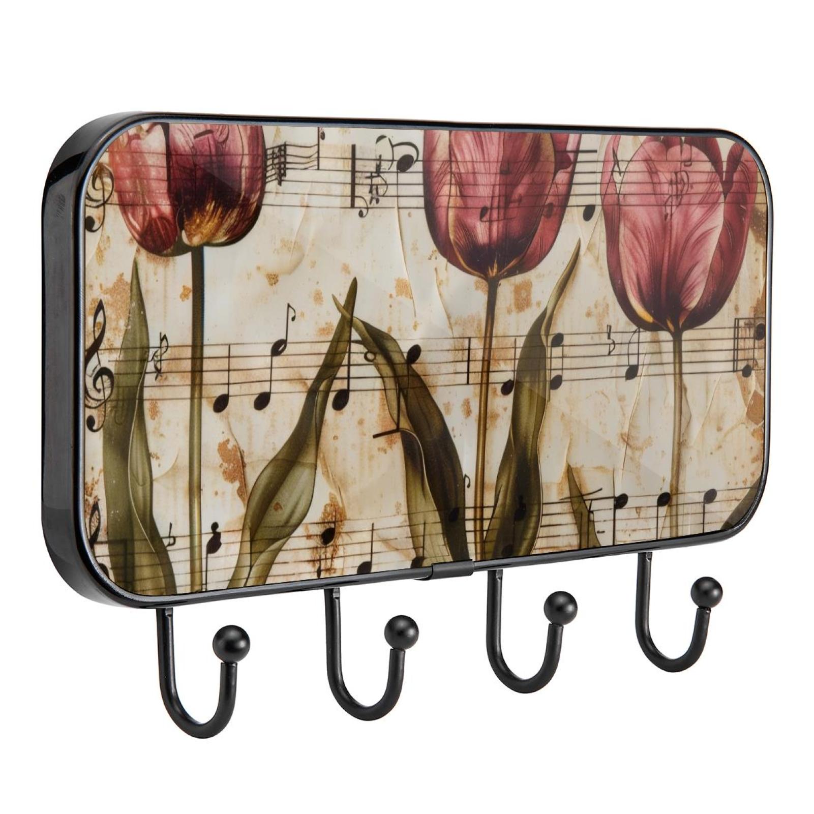 PhooArto Key Hooks Vintage Tulip Music Notes Patterns Key Holder for ...
