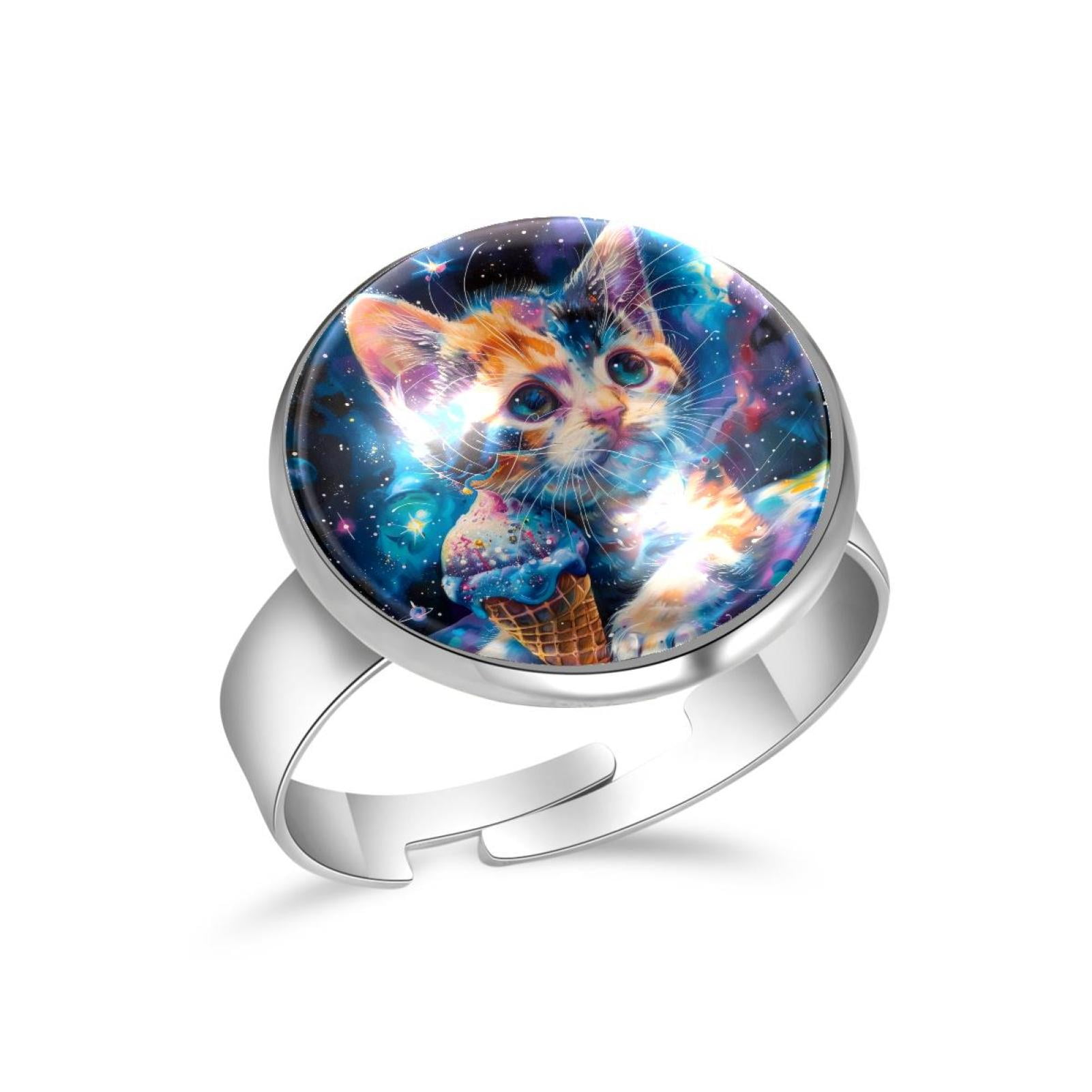 PhooArto Kittens Ice Cream in the Galaxy Stainless Steel Rings for ...