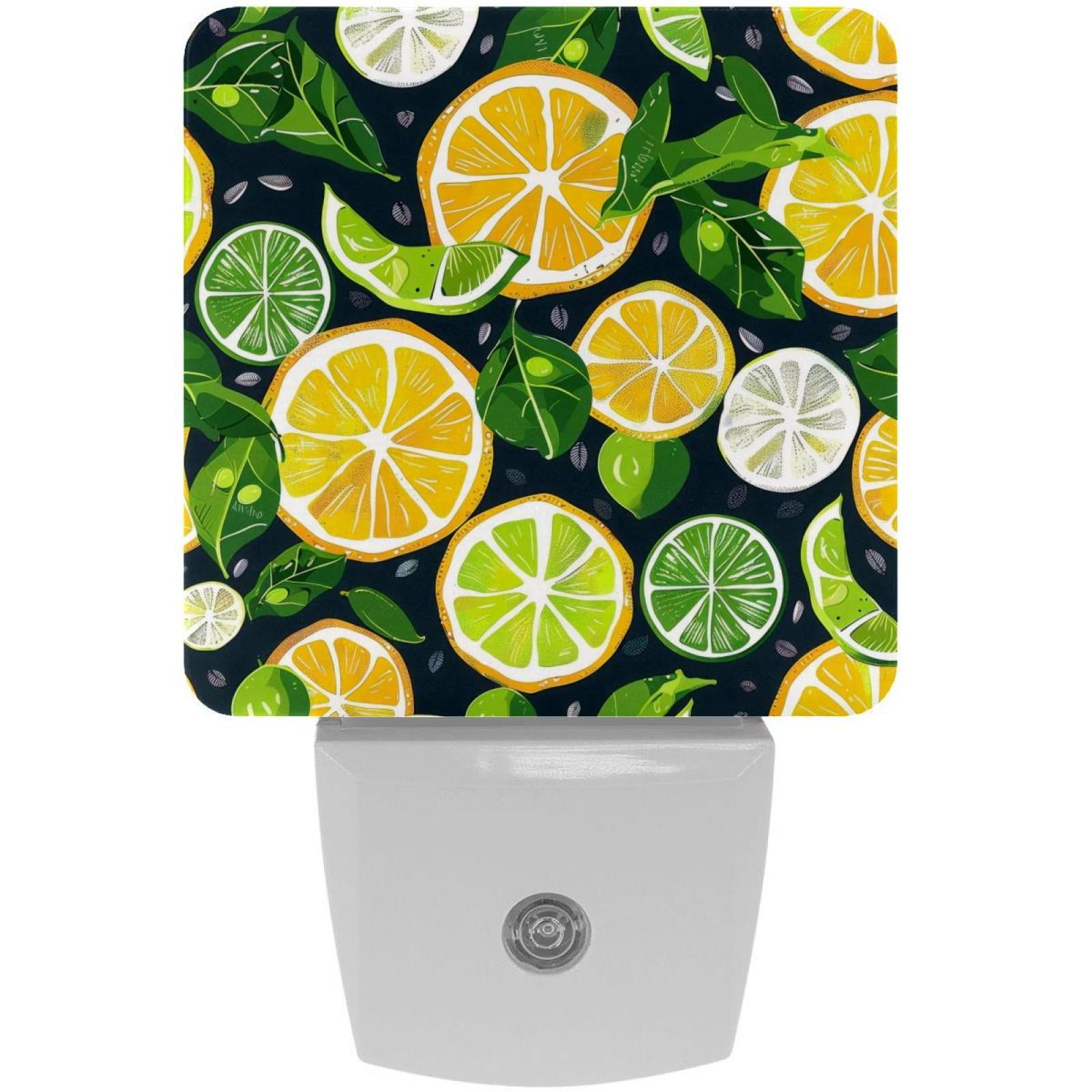 PhooArto Lemon Lime Citrus Patterns Plug in LED Night Light Auto Sensor ...