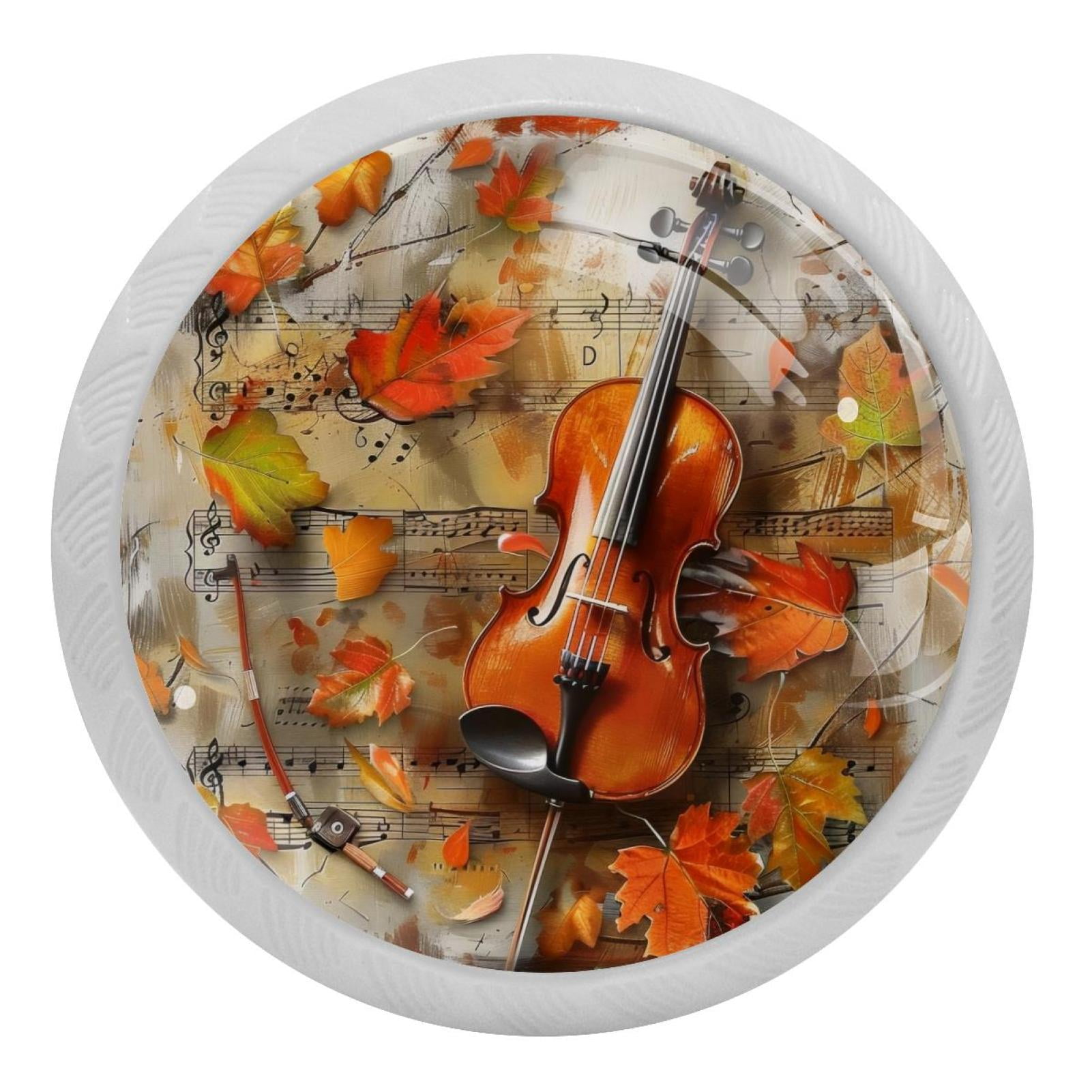 PhooArto Maple Leaves Violin Music 4 PCS Crystal Glass Cabinet Knobs ...