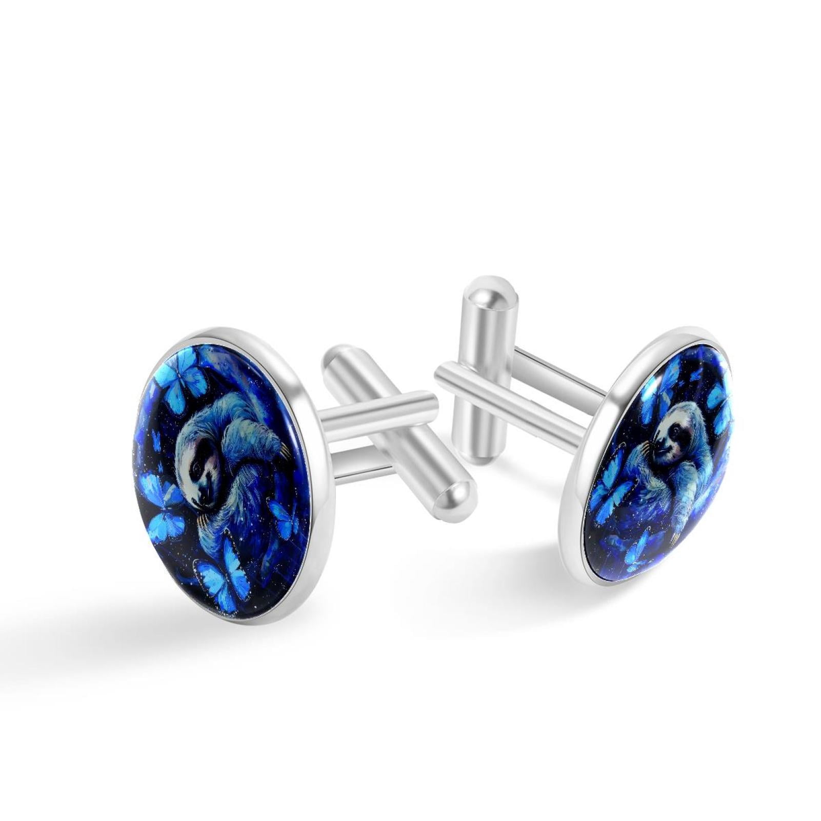 PhooArto Men's Classic Stainless Steel, Blue Galaxy Butterflies Sloth ...