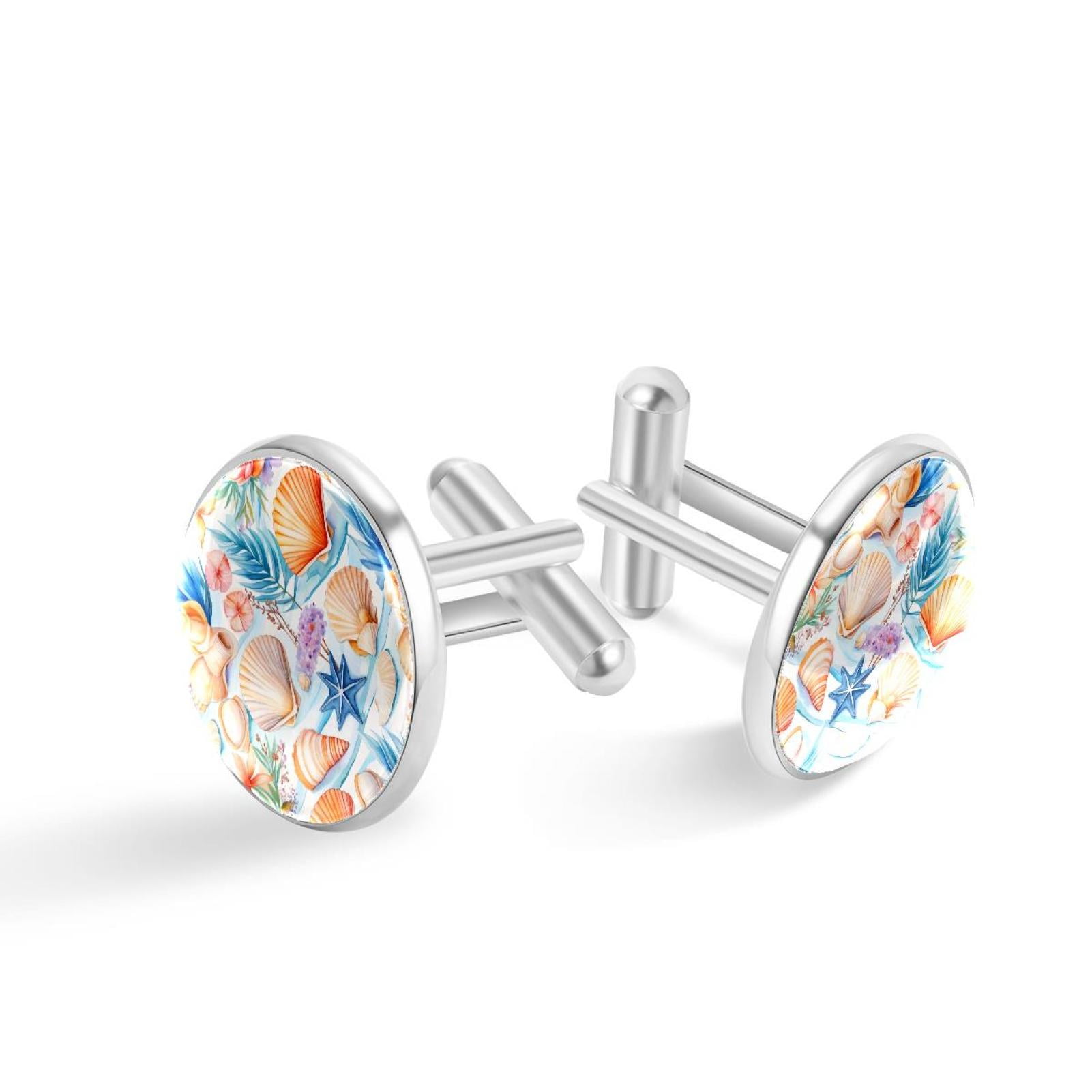PhooArto Men's Classic Stainless Steel, Watercolor Beach Seashells ...