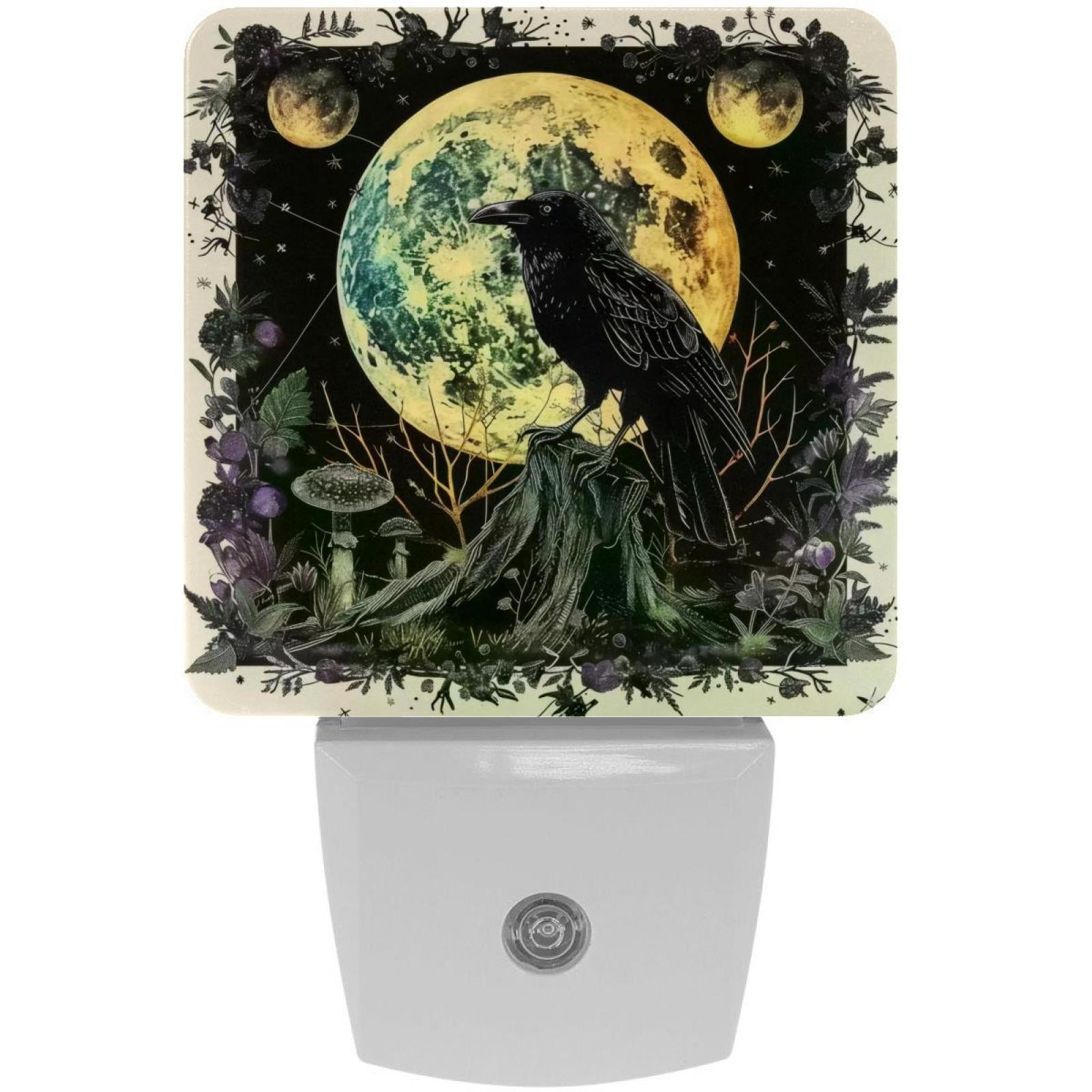 PhooArto Moon Tree Leaves Crow Plug in LED Night Light Auto Sensor Dusk ...