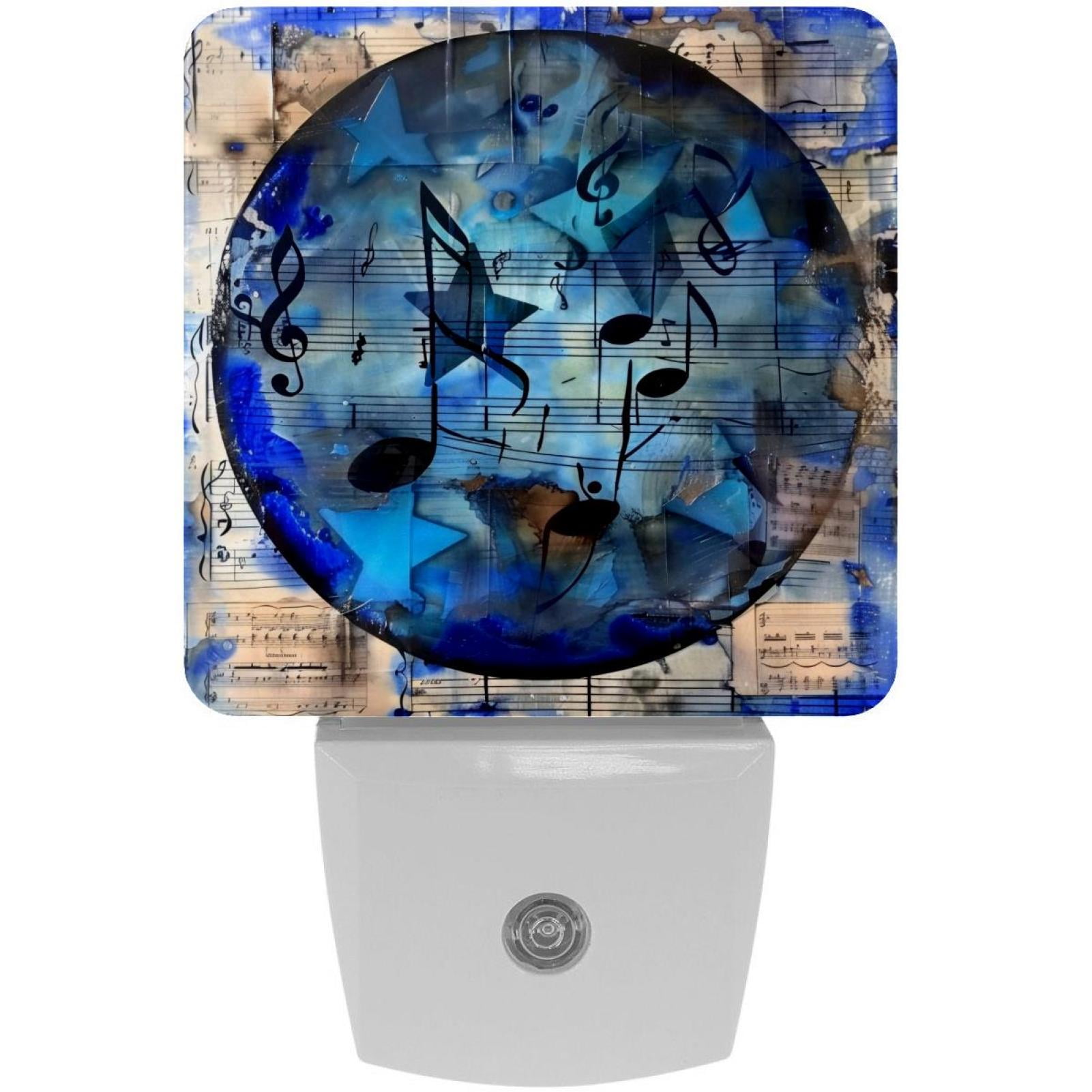 PhooArto Music Notes Blue Stars Plug in LED Night Light Auto Sensor ...