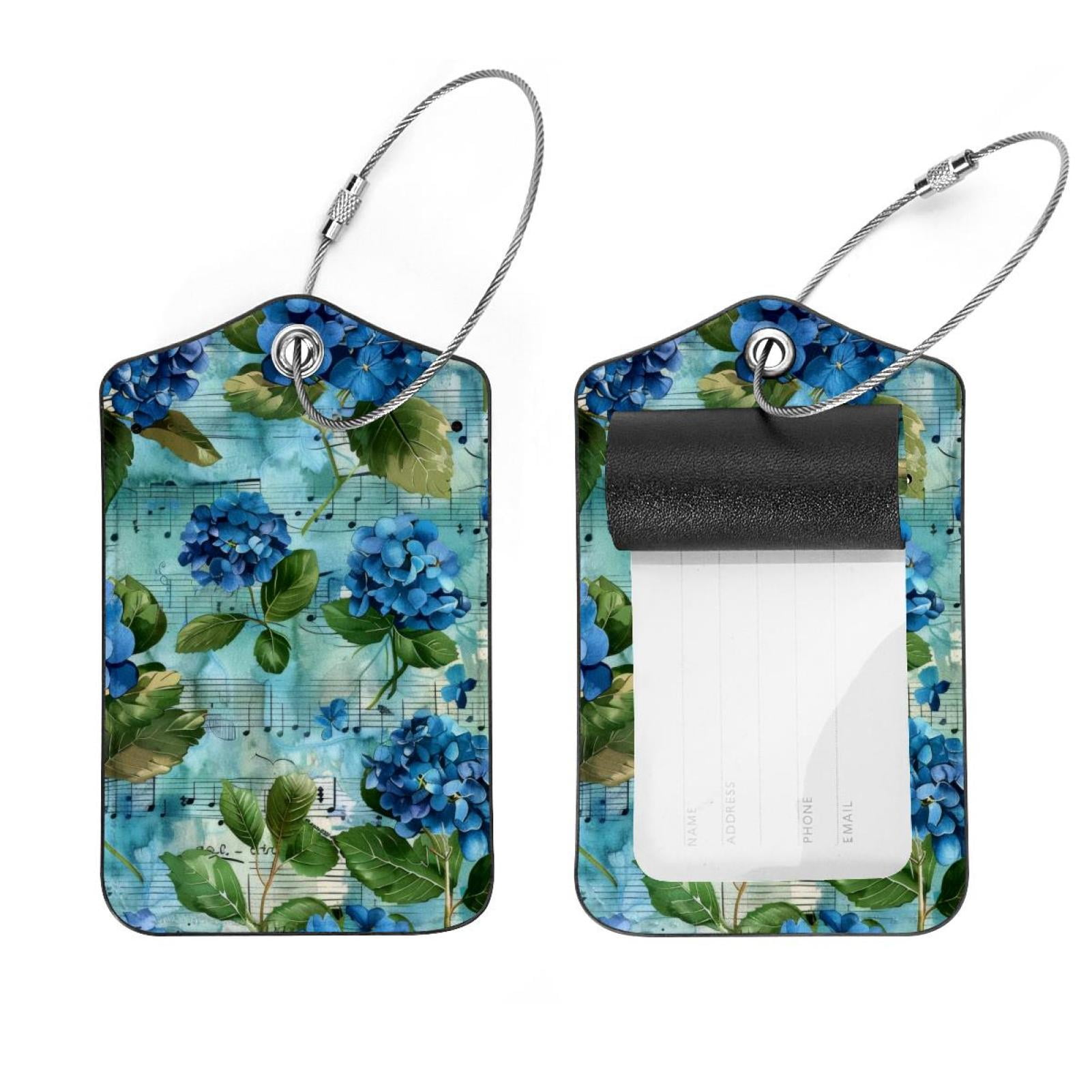 PhooArto Music Notes Hydrangeas Pattern Luggage Tags with Stainless ...
