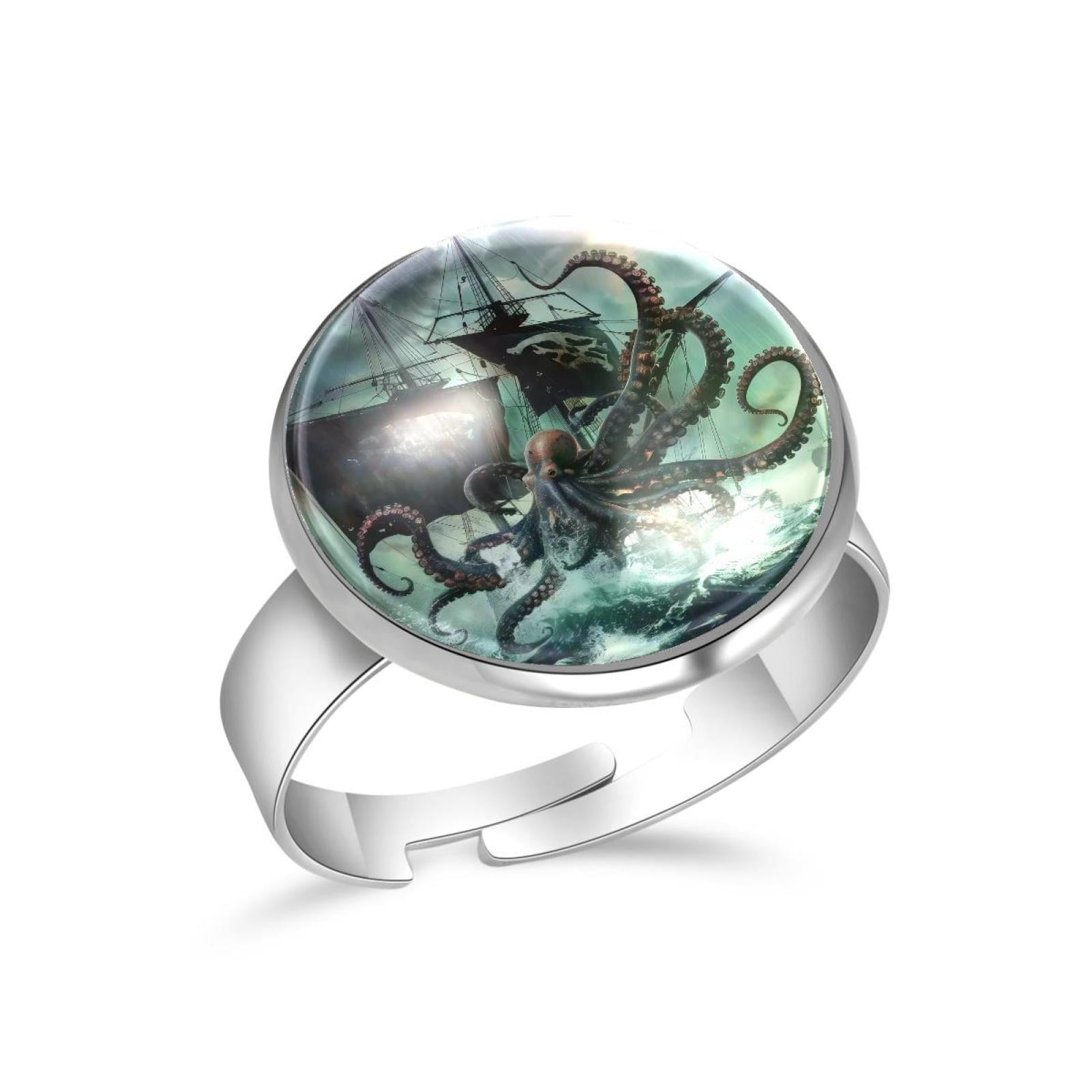 PhooArto Ocean Octopus Attack Nautical Ship Stainless Steel Rings for ...