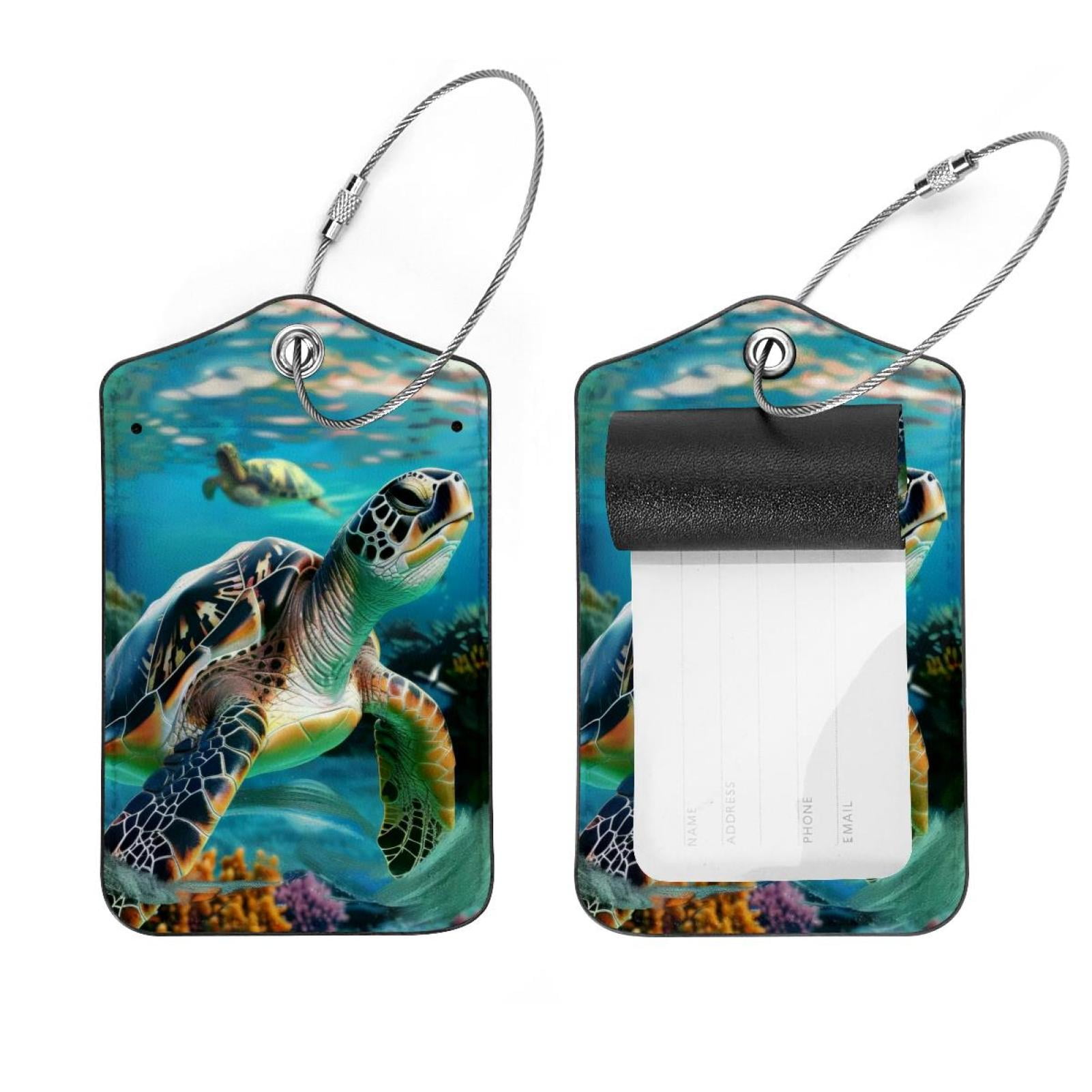 PhooArto Ocean Swimming Sea Turtle Luggage Tags with Stainless Steel ...