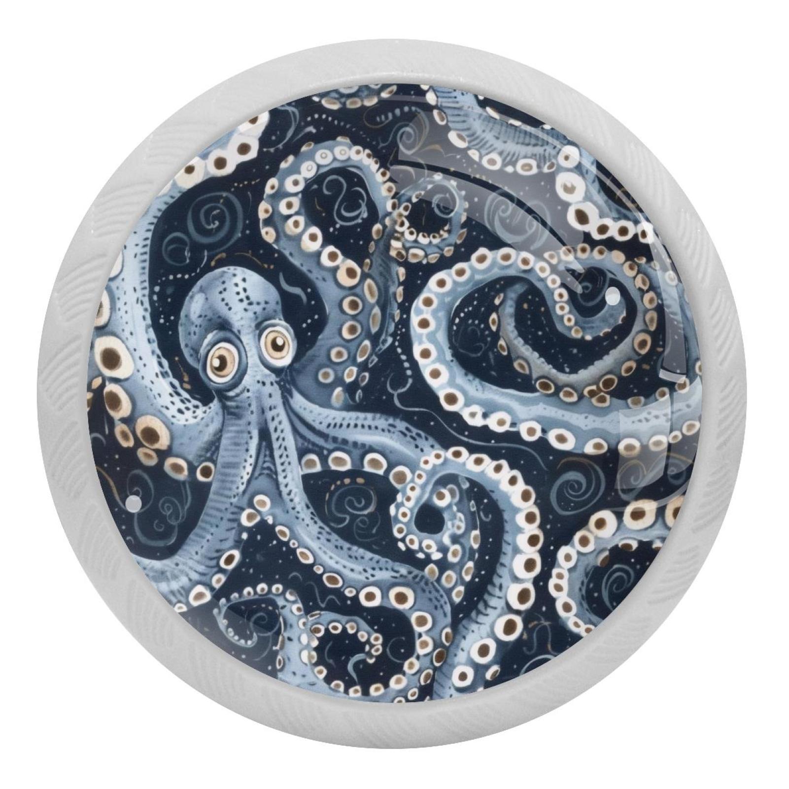 PhooArto Octopus Feet Pattern 4 PCS Crystal Glass Cabinet Knobs, Drawer ...