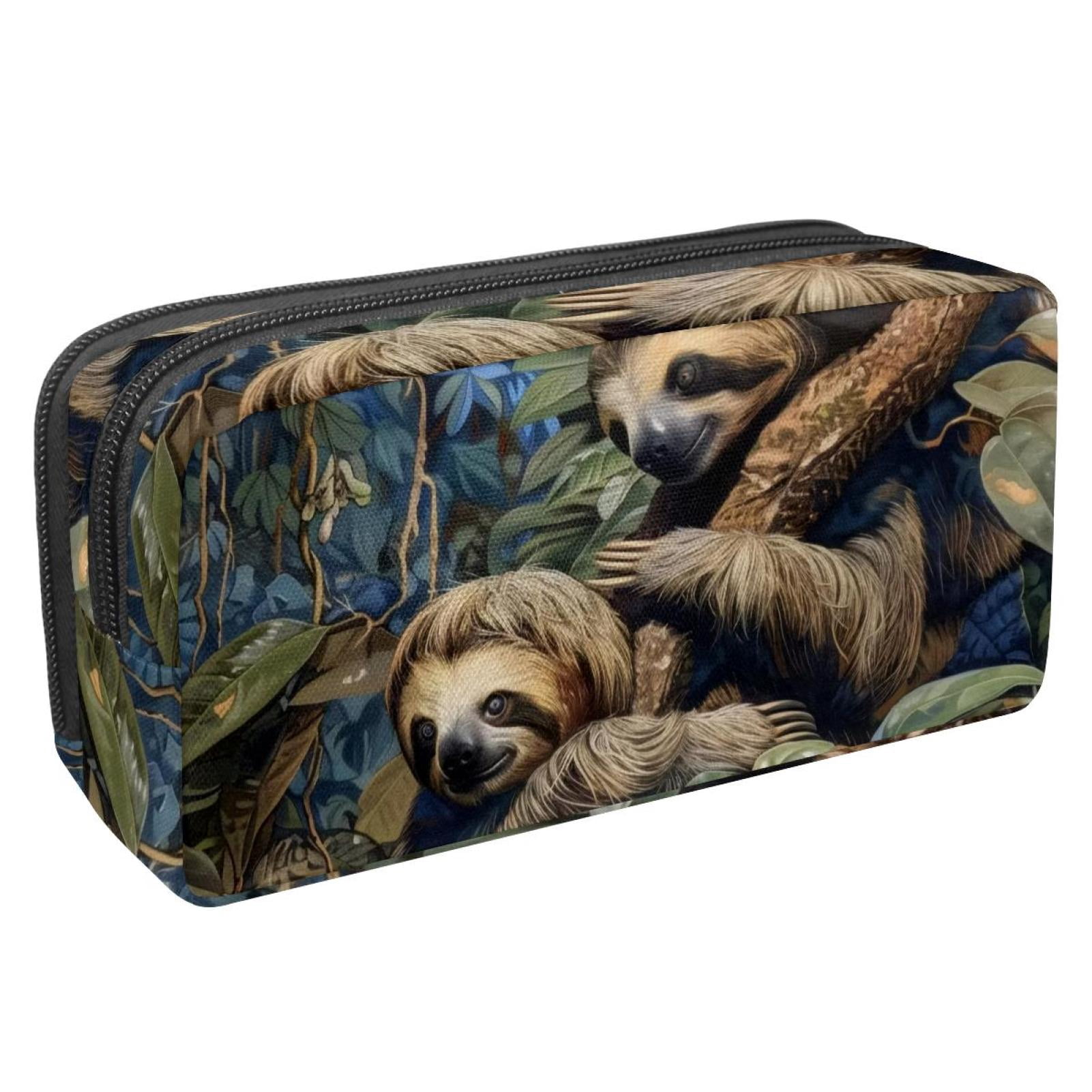 PhooArto Pencil Case, Blue Butterflies and Sloths Large Capacity Pencil ...