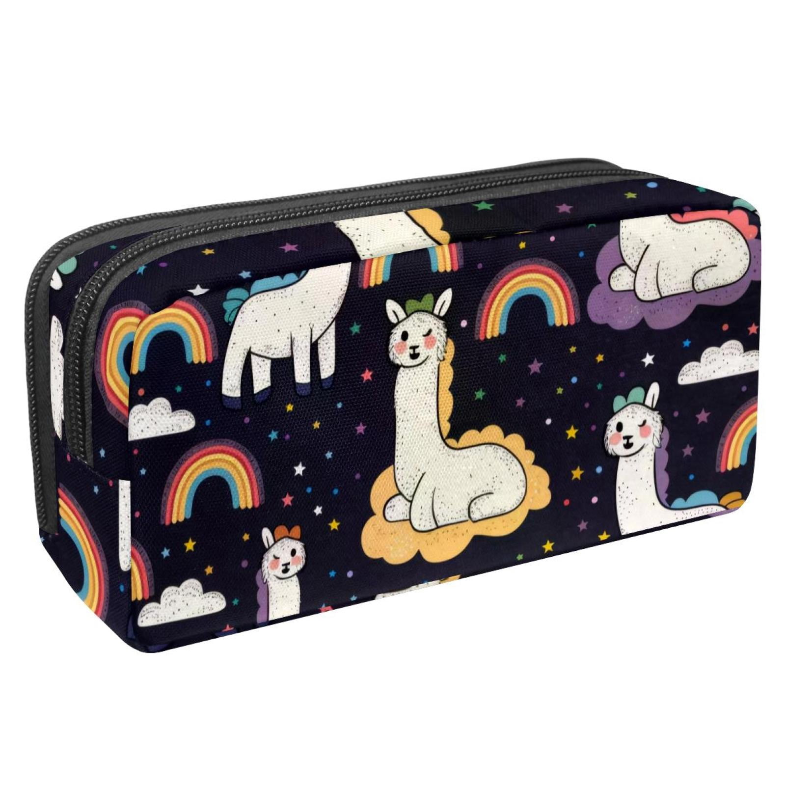 PhooArto Pencil Case, Cartoon Alpaca Rainbow Pattern Large Capacity ...