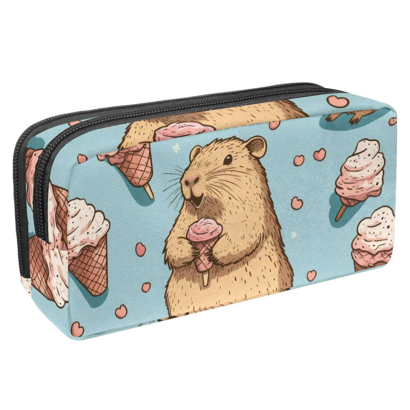 PhooArto Pencil Case, Cartoon Capybaras Ice Cream Pattern Large ...